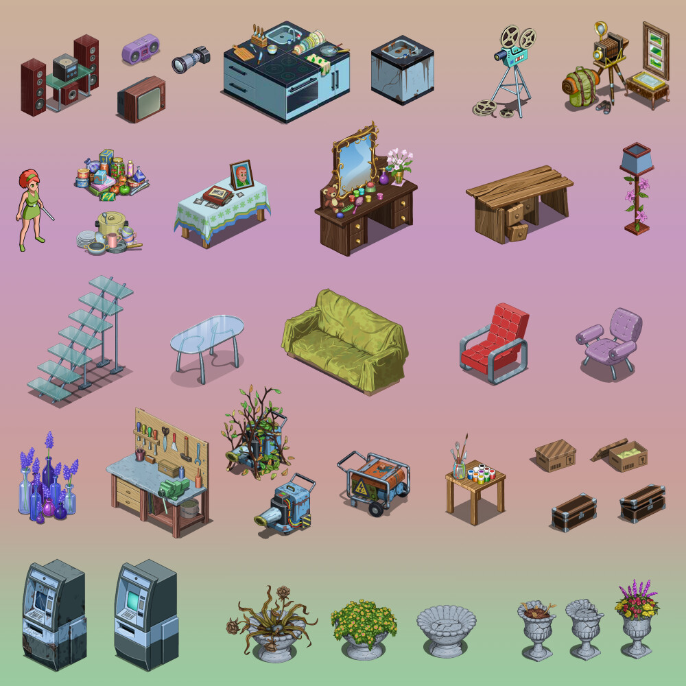 ArtStation - Isometry 2D Objects Props