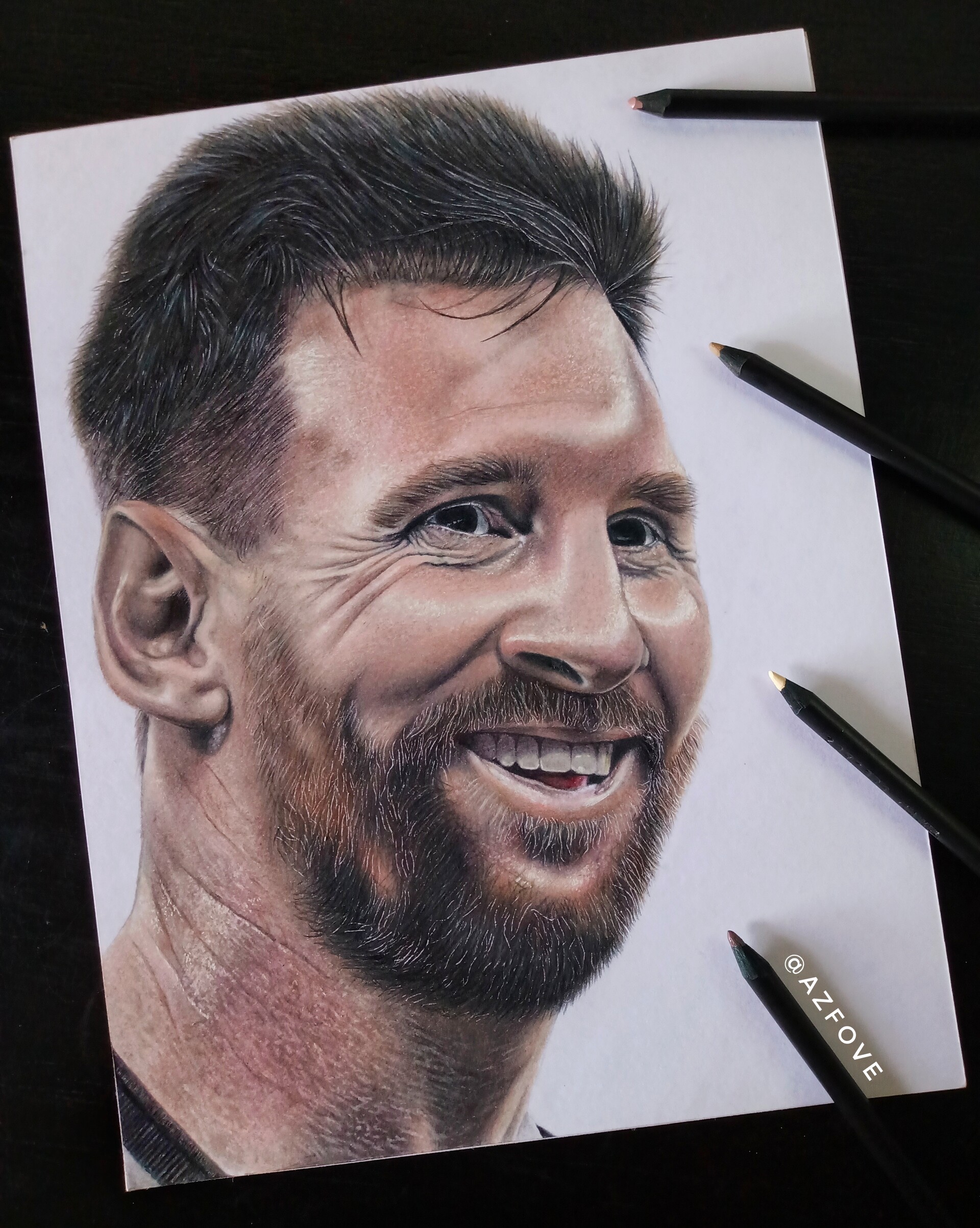 how to draw portrait of messi