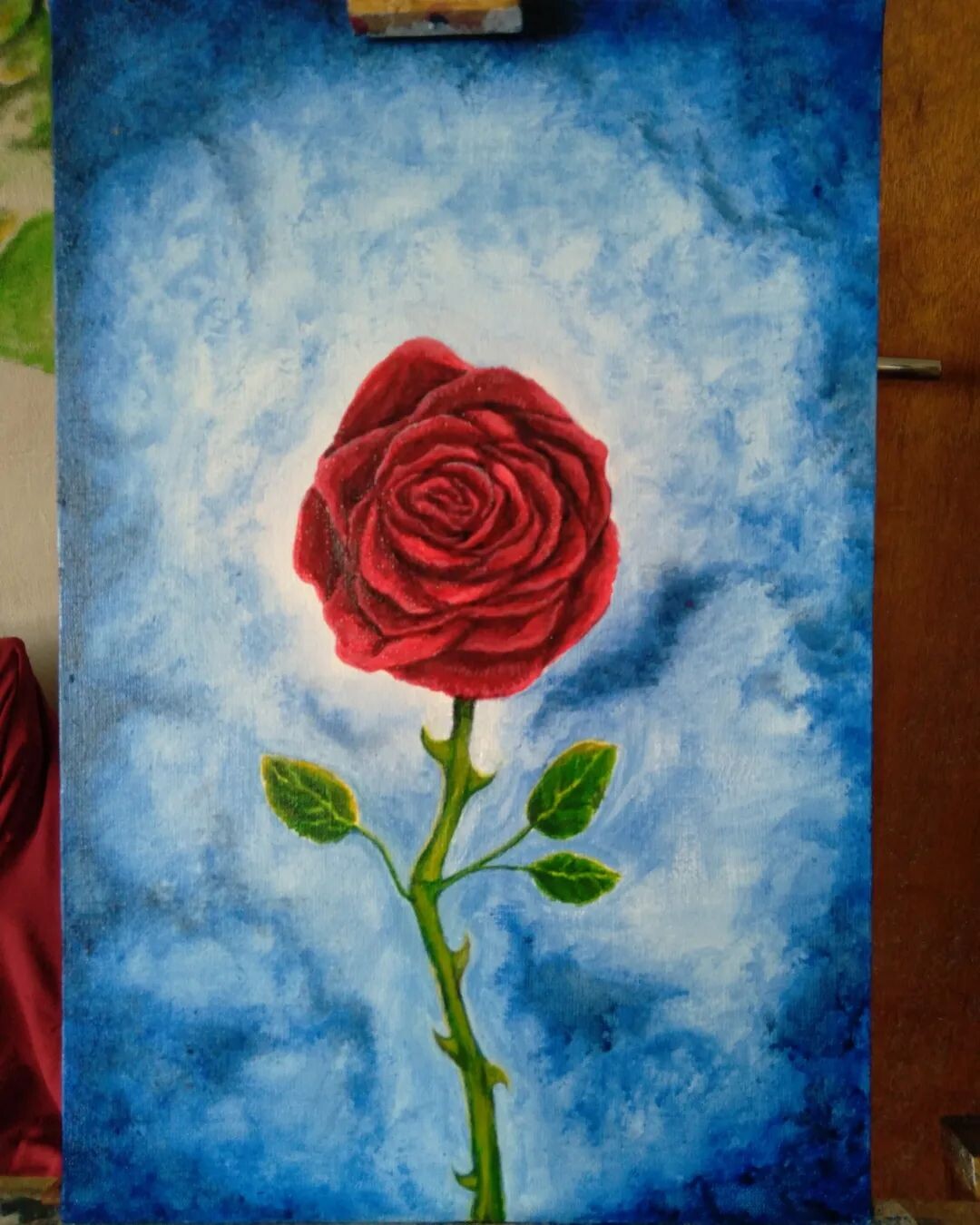 ArtStation - Rose in blue background