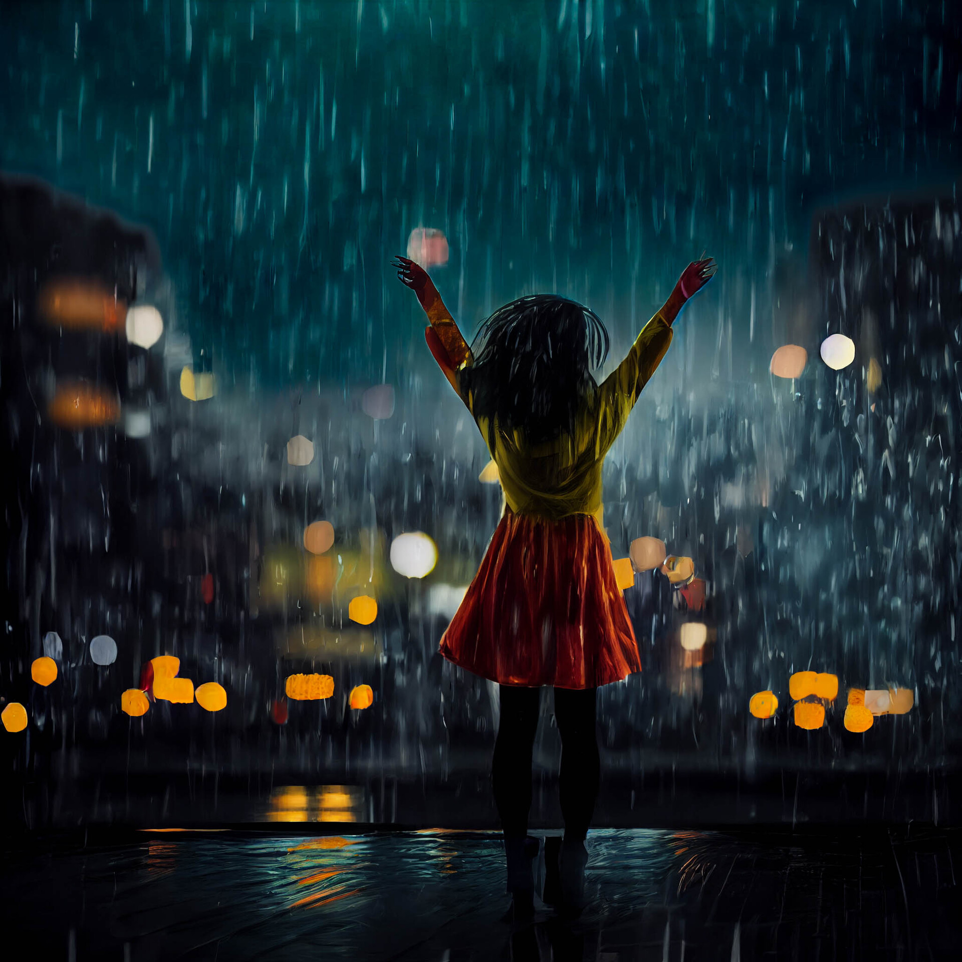 ArtStation - A girl who missing her old love at the rain!