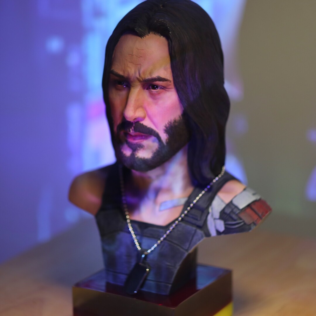 ArtStation - Johnny Silverhand (Keanu Reeves) Painted bust sculpture