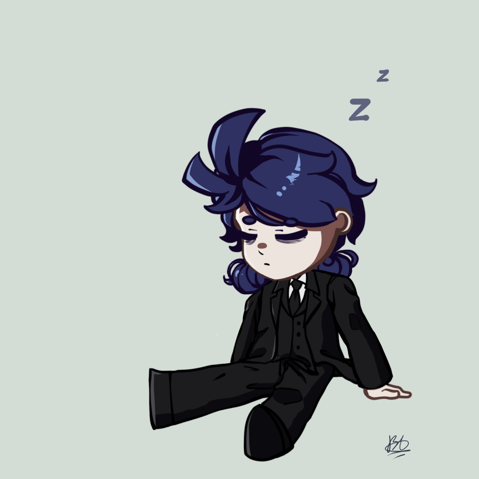 GWLdrawing - Chibi artwork - Sleeping boy with a suit