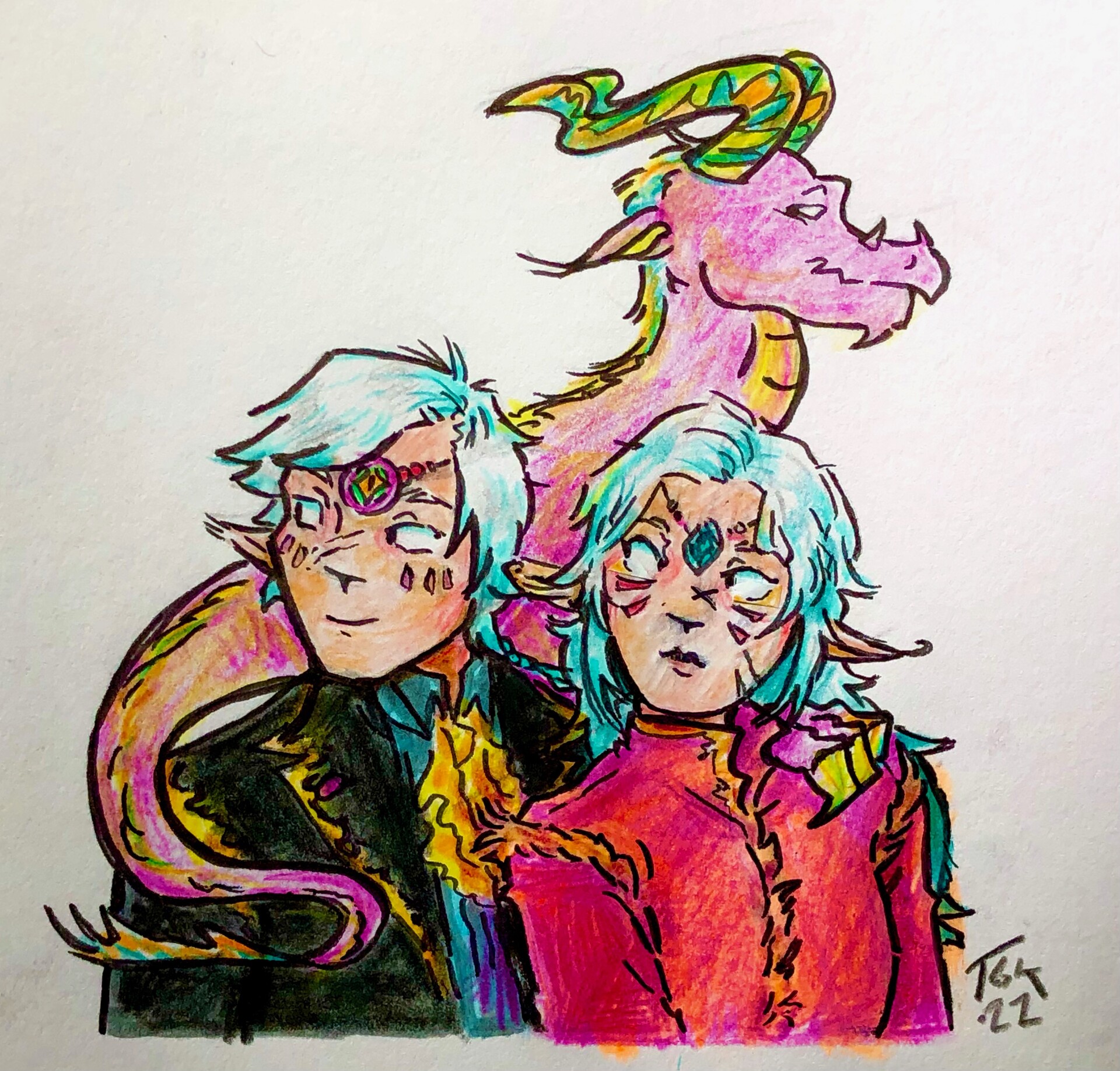 ArtStation - Elves + Dragon