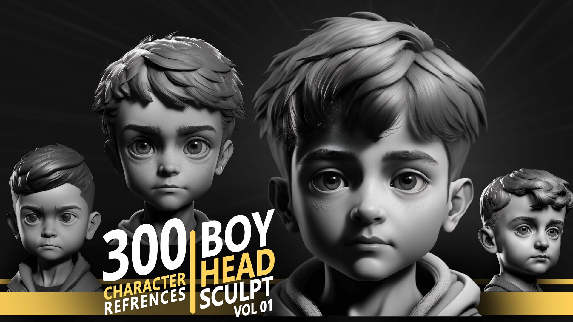 ArtStation - 300 Boy Head Sculpt - VOL 01 - Character references