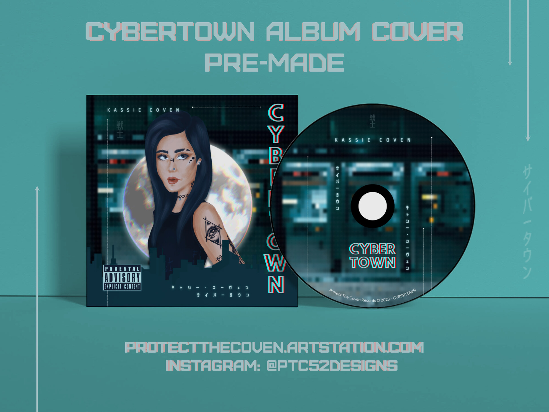 ArtStation - CYBERTOWN album cover with CD
