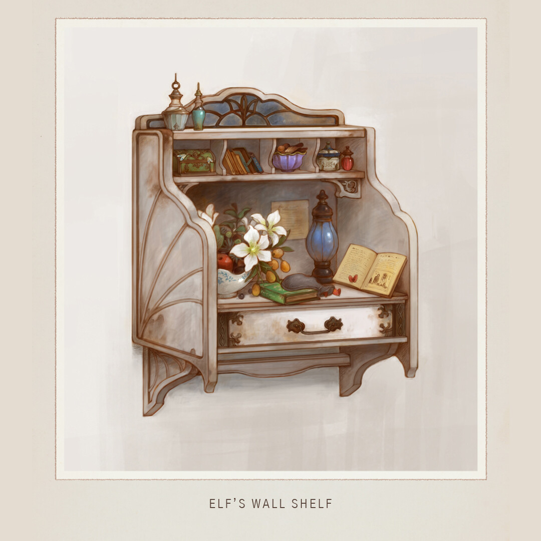 ArtStation - Elf's wall shelf