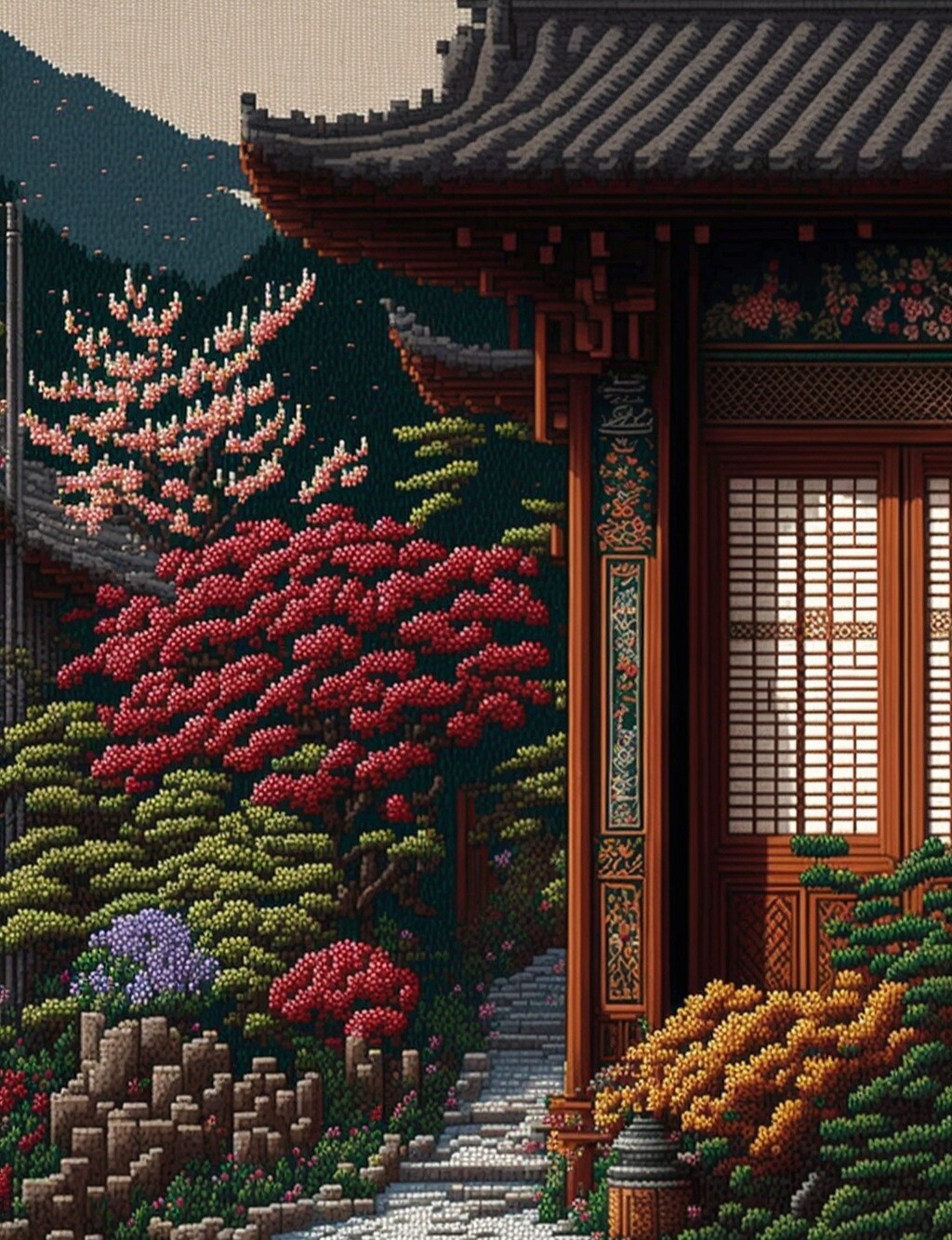 ArtStation - Floral Hanok Architecture