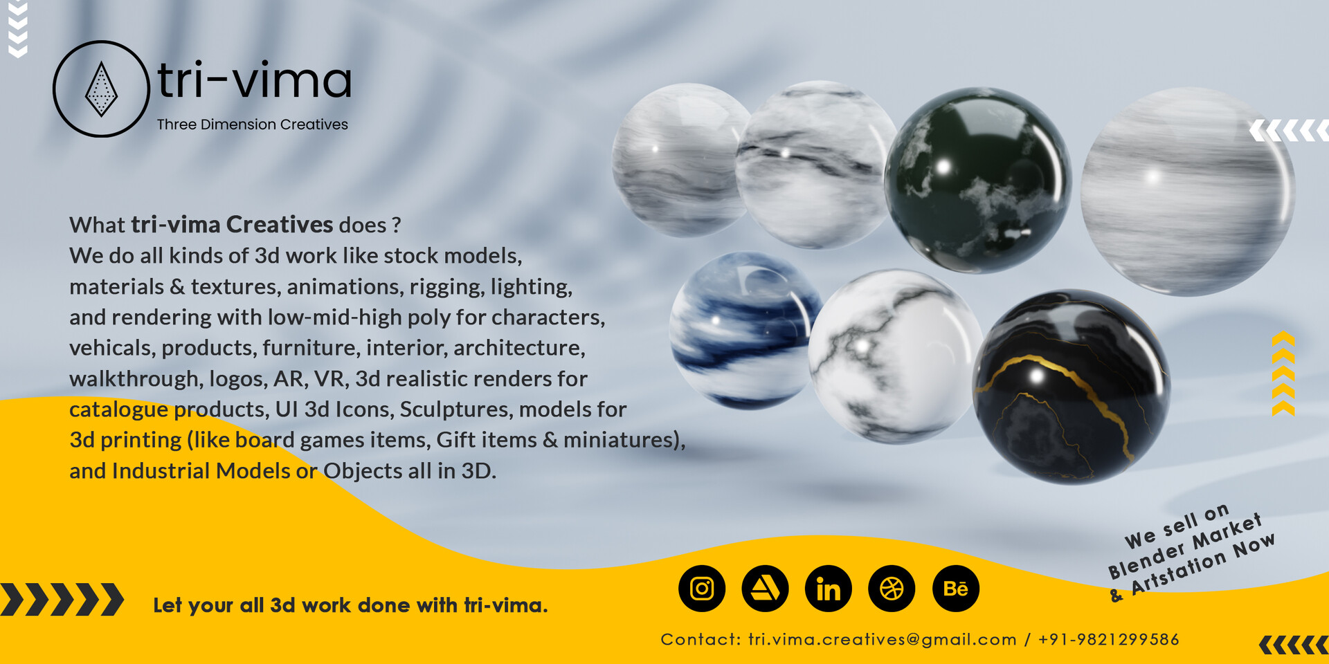 tri-vima Studio - 7 Pro Marble Realtime Shaders Volume 01 for Blender 3D