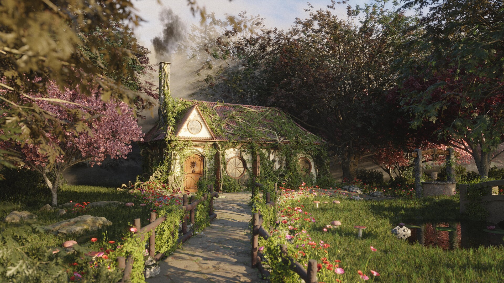 ArtStation - WIP 3D environment elf florest house