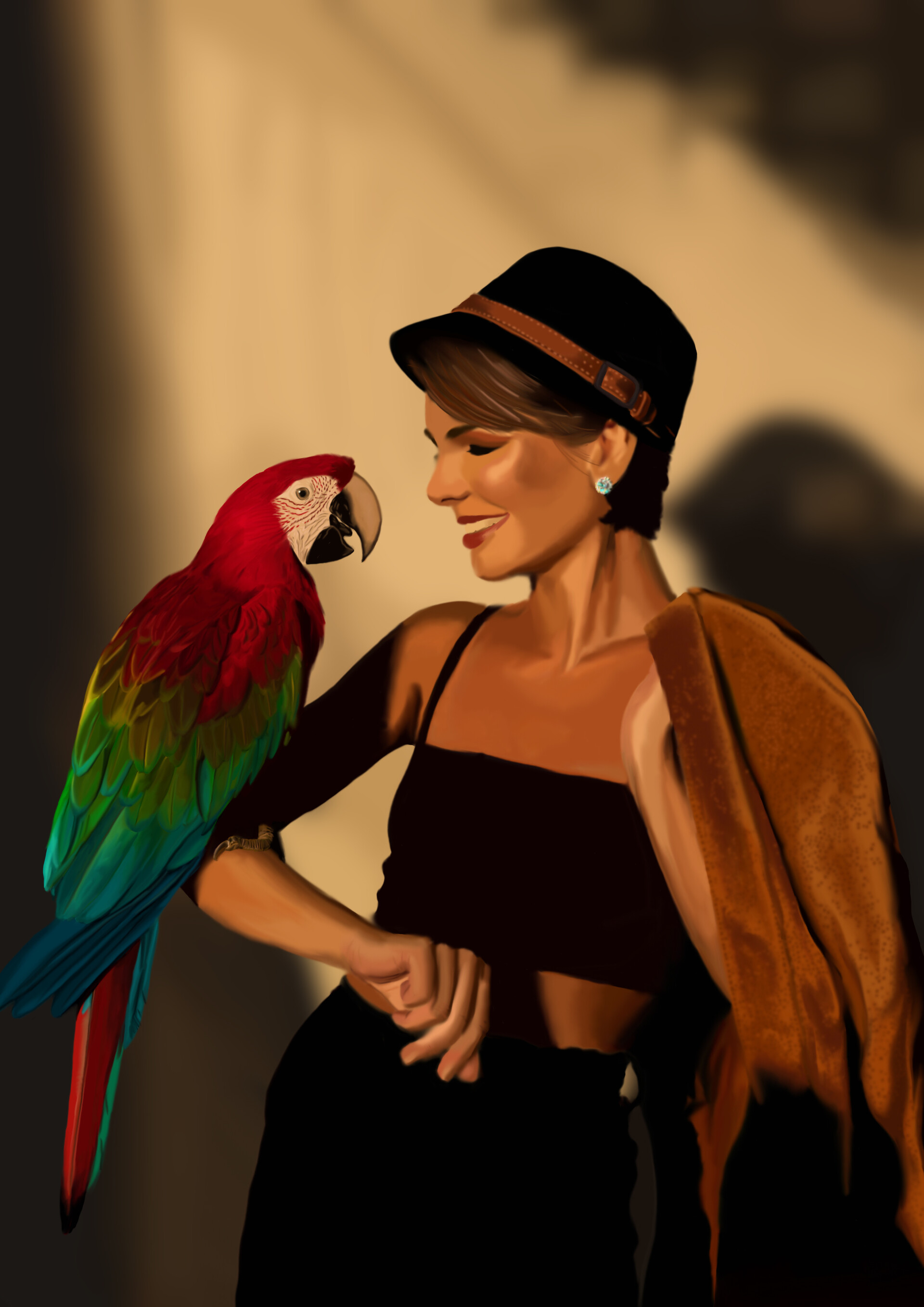 ArtStation - The girl with the parrot (digital painting)