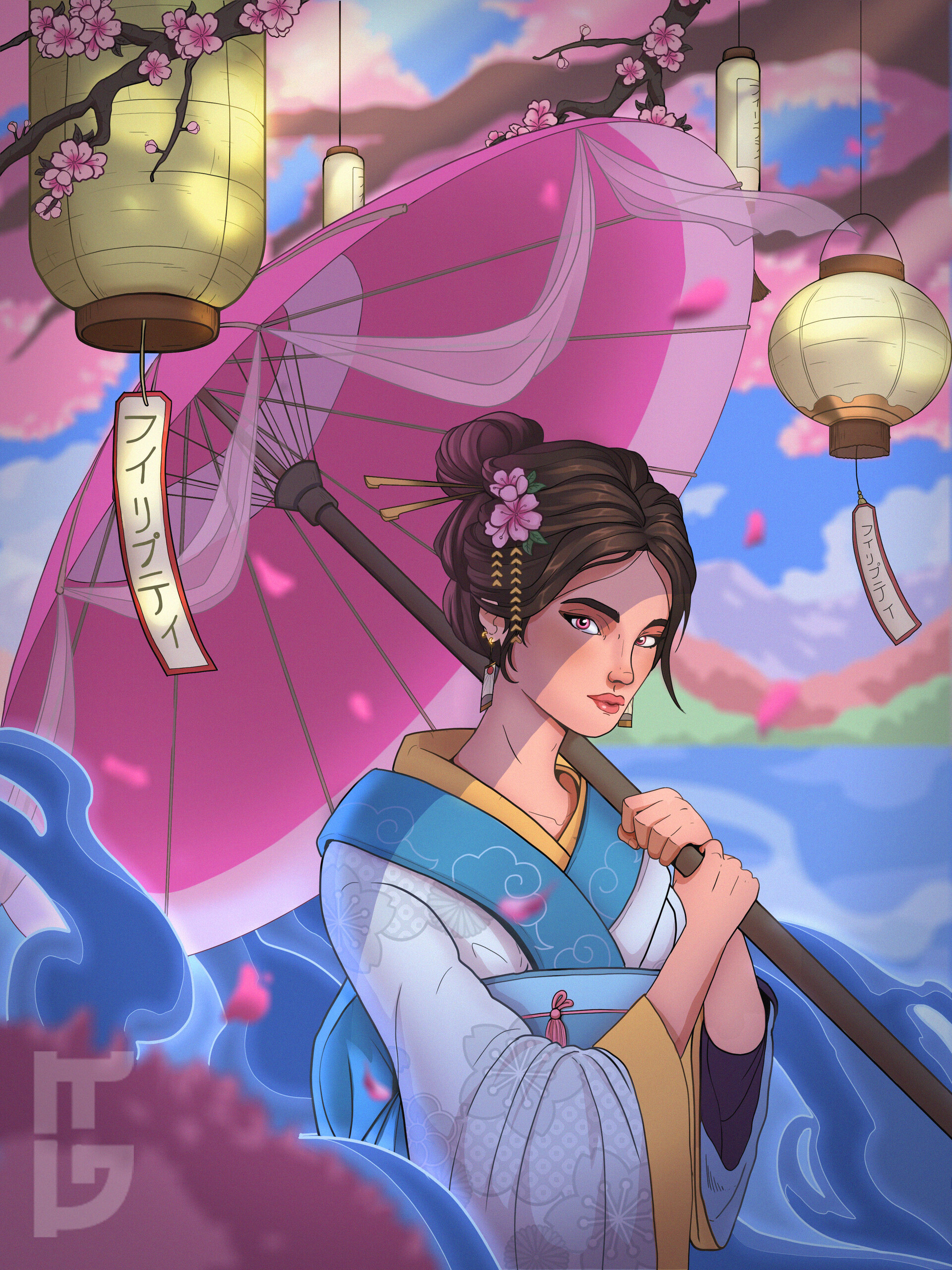 ArtStation - Geisha cherry tree