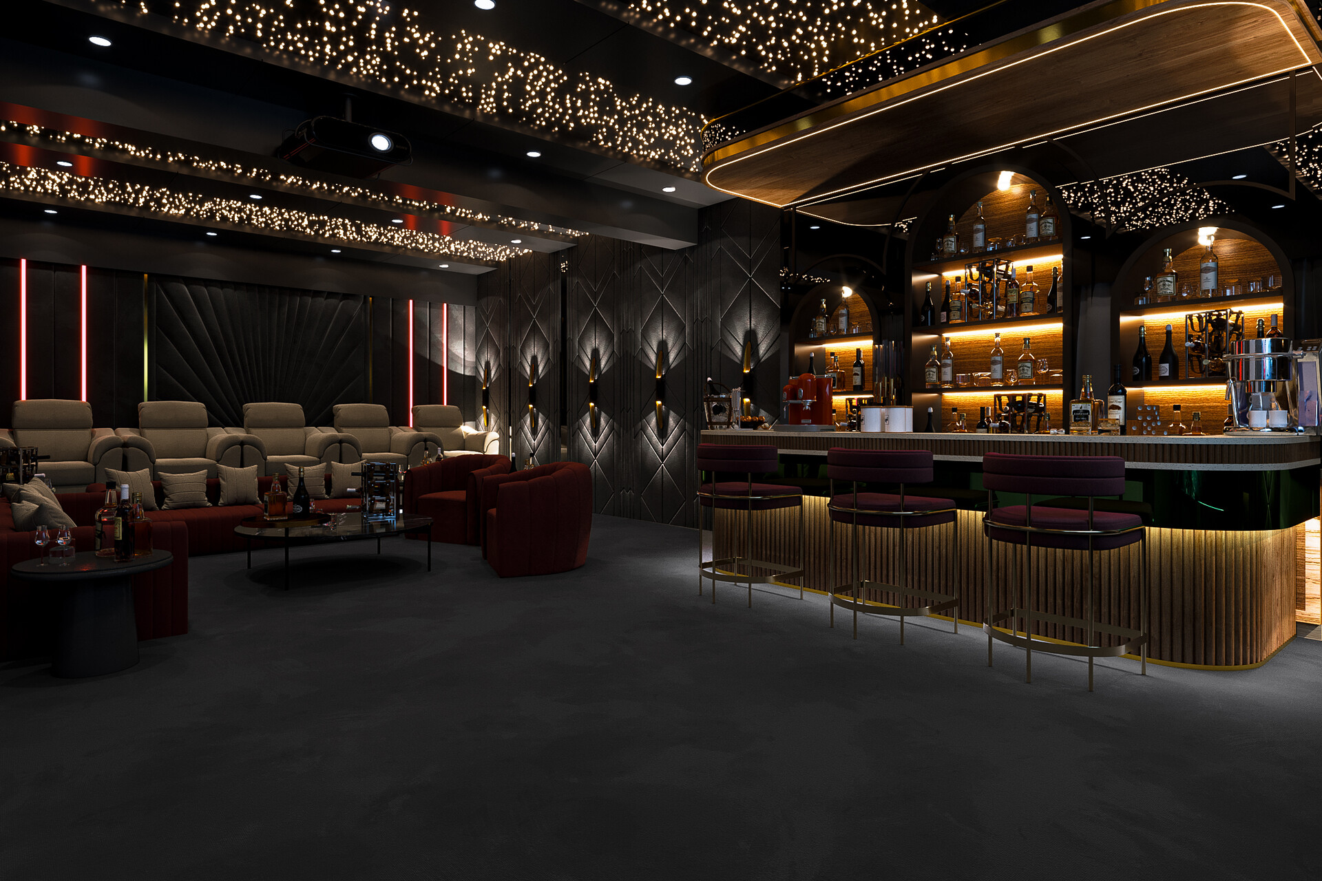 ArtStation - Home Theatre Interior Design & 3D Views