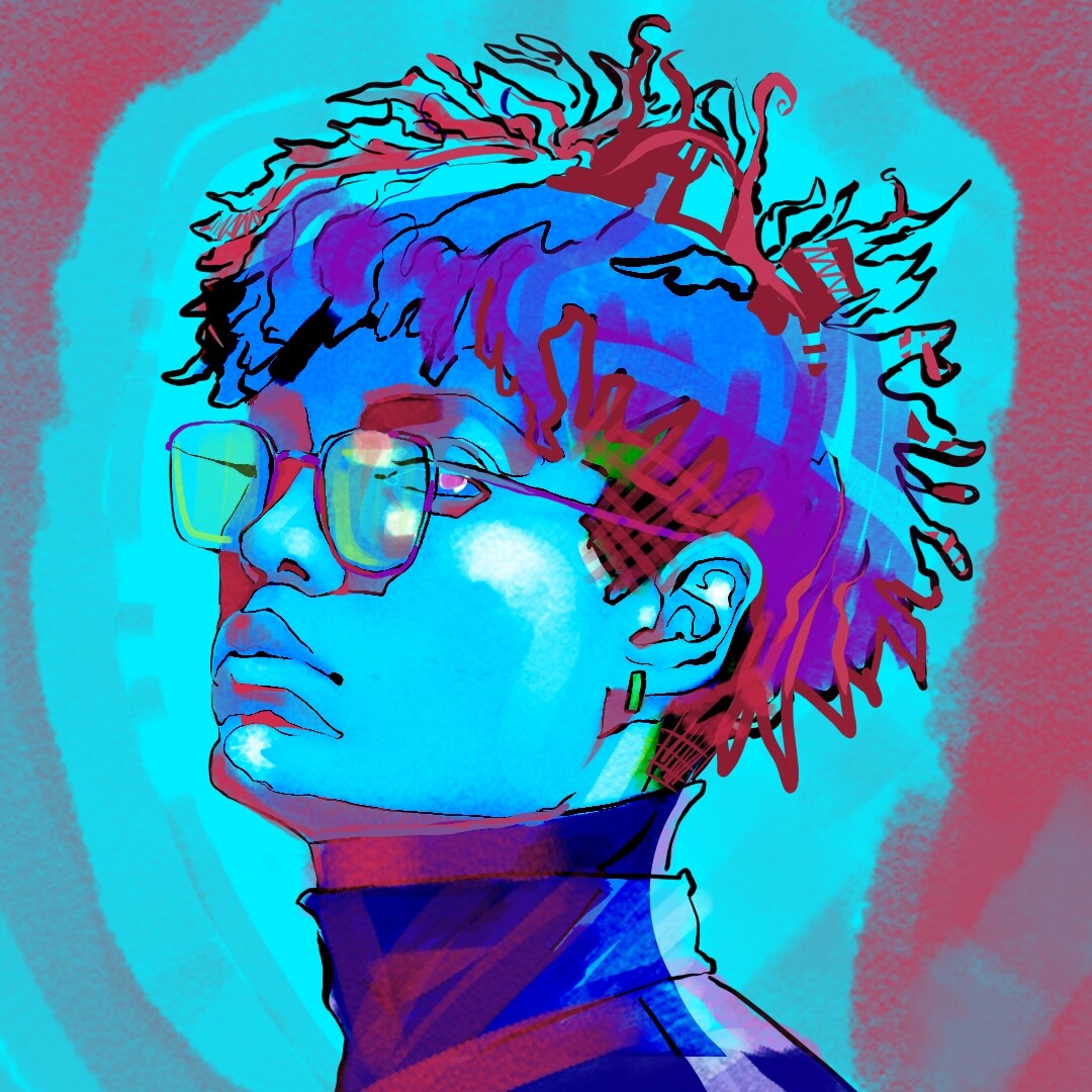 ArtStation - Neon blue portrait