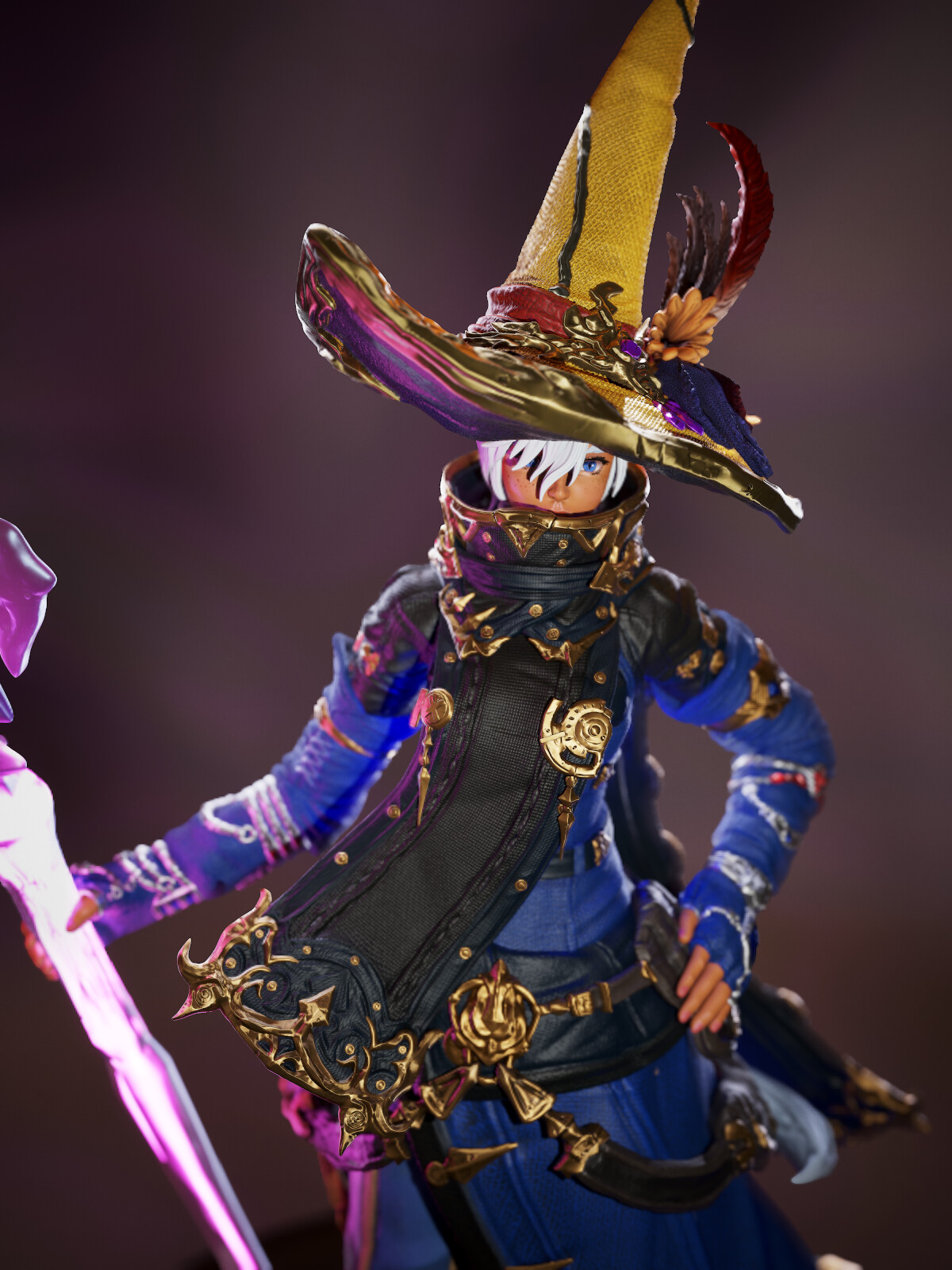 Mason Rhoades - Black Mage Statue Design - Miqo'te