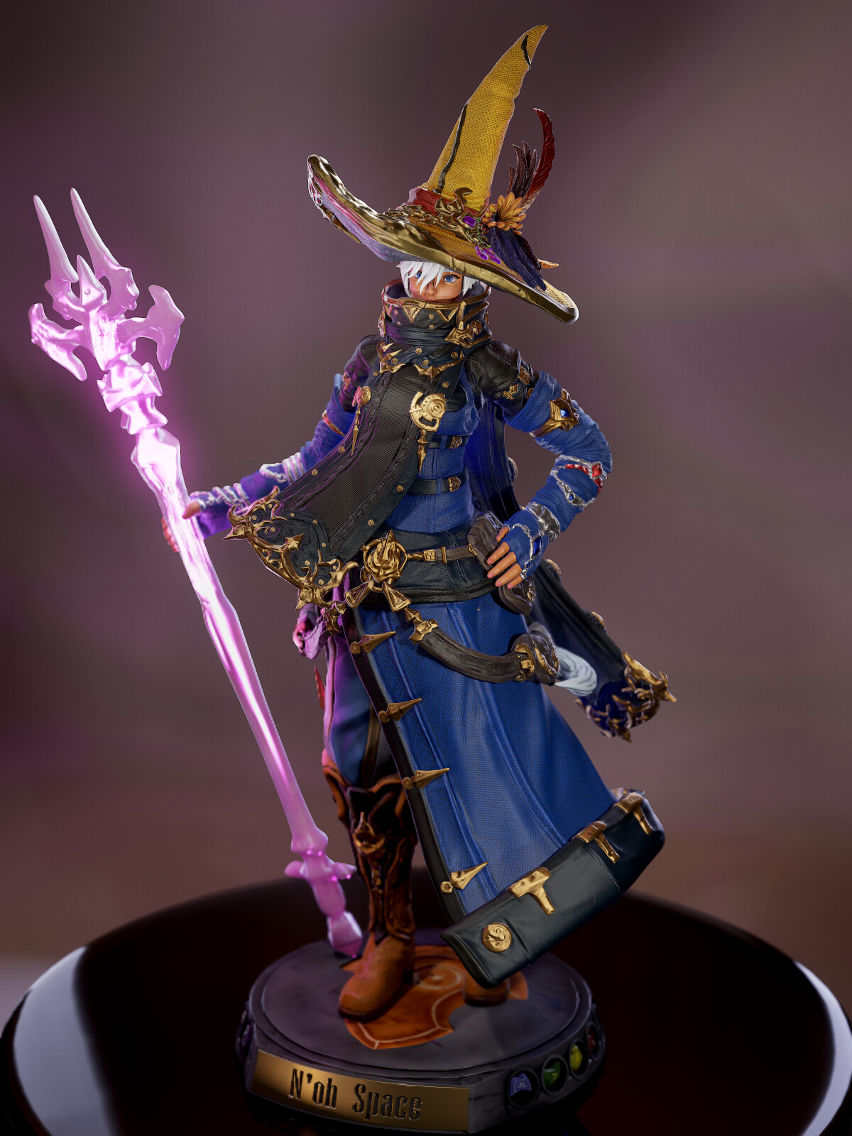 Mason Rhoades - Black Mage Statue Design - Miqo'te