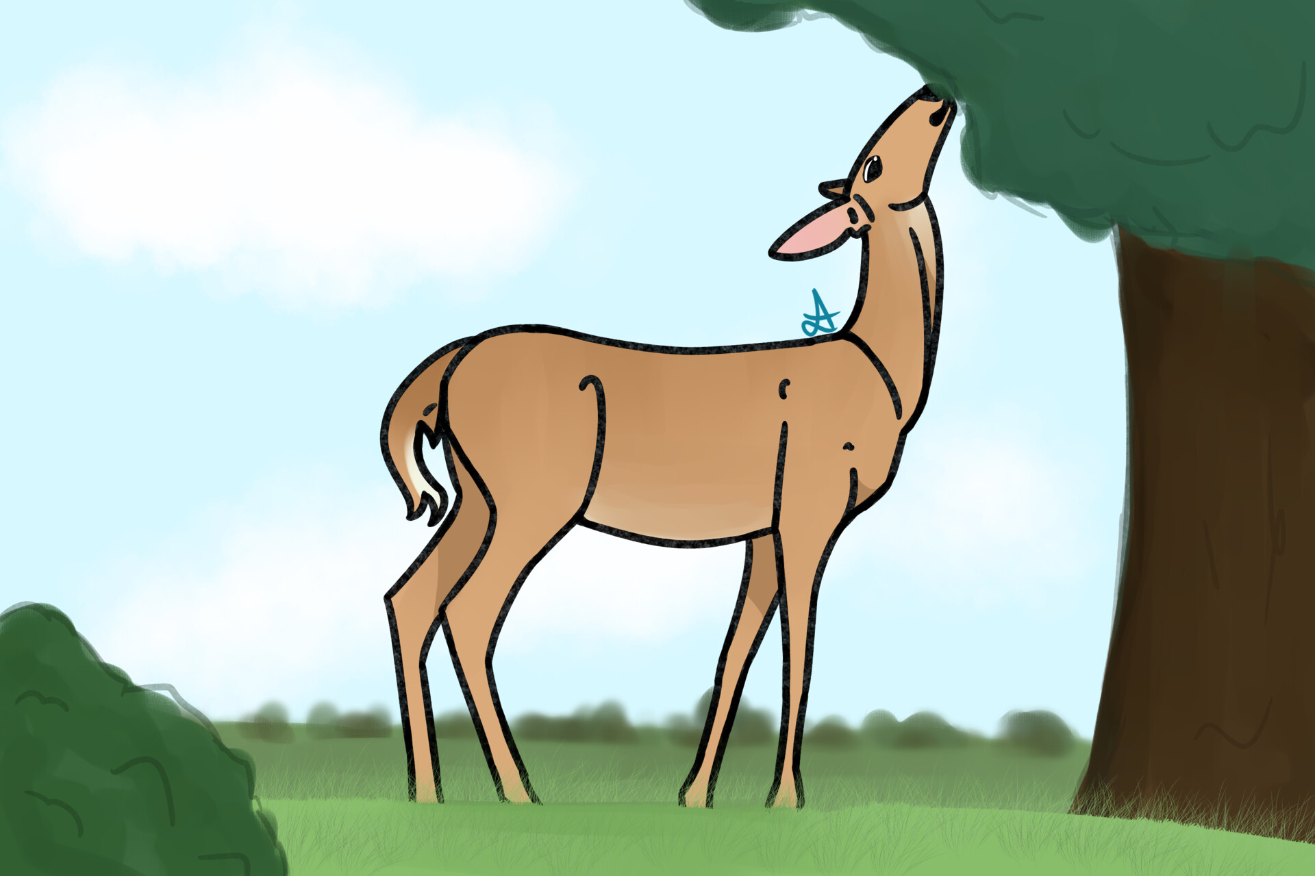 ArtStation - Deer Stretching Up