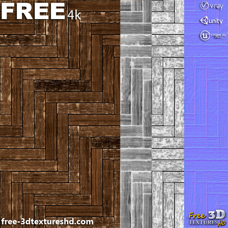 PBR Textures Free Download - Old Wood Floor Parquet Herringbone PBR ...
