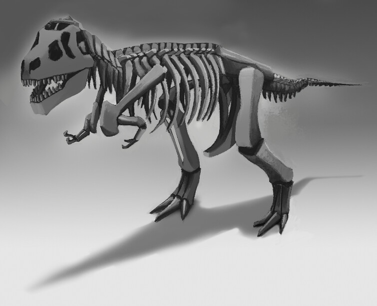 ArtStation - T-Rex Fossil B/W Render