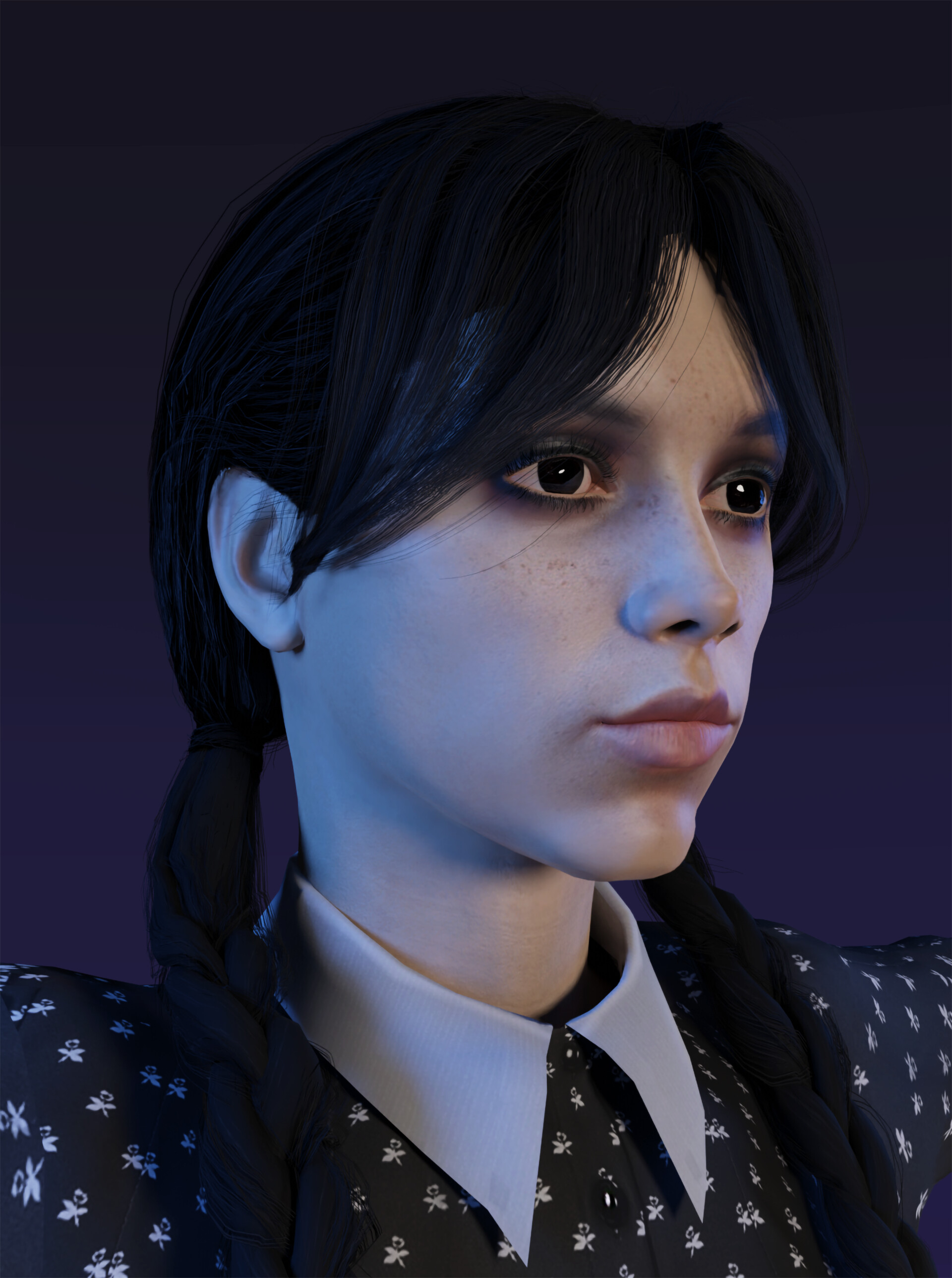 3Drinker - Wednesday Addams 3D rigged model