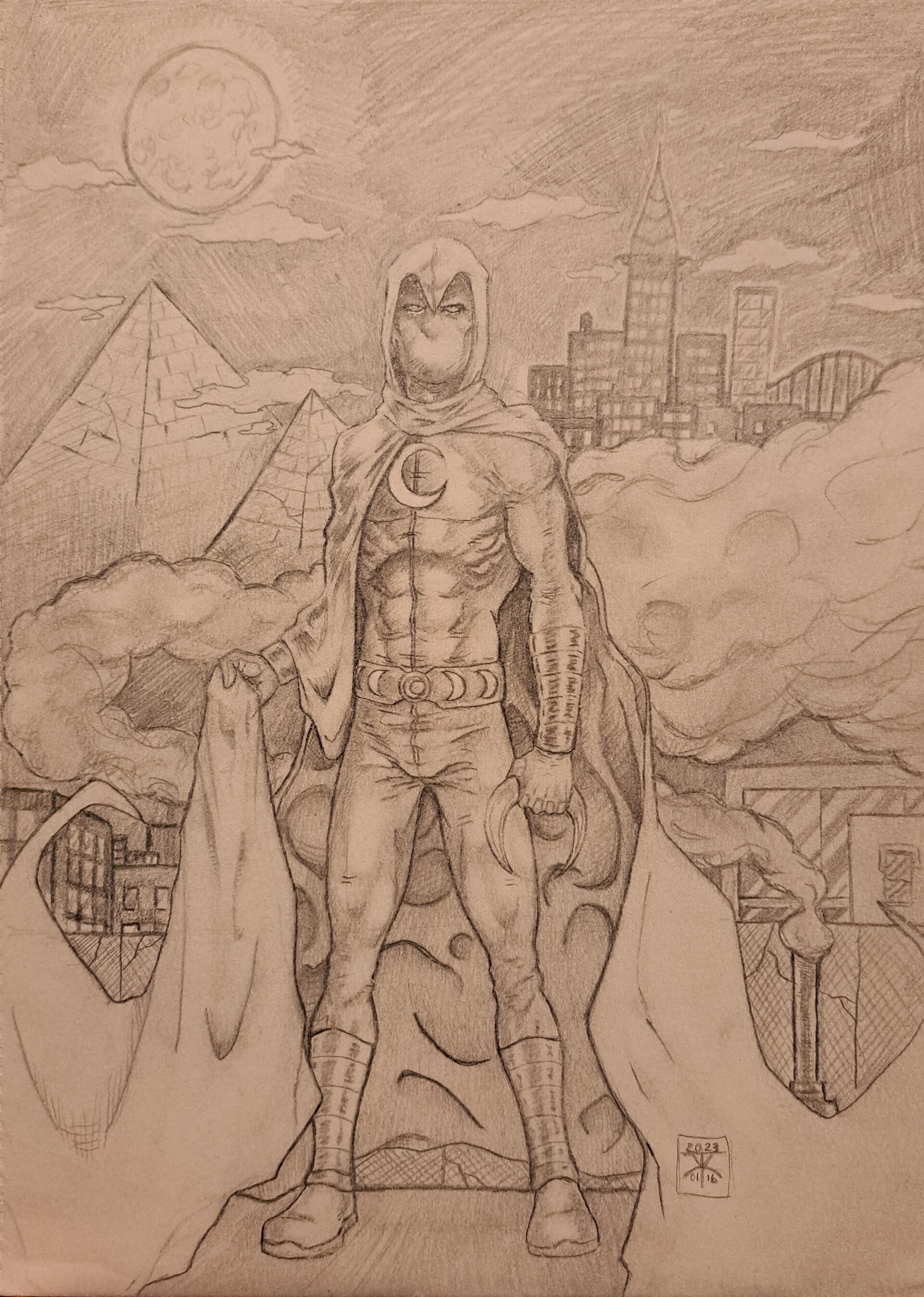 how to draw moon knight marvel