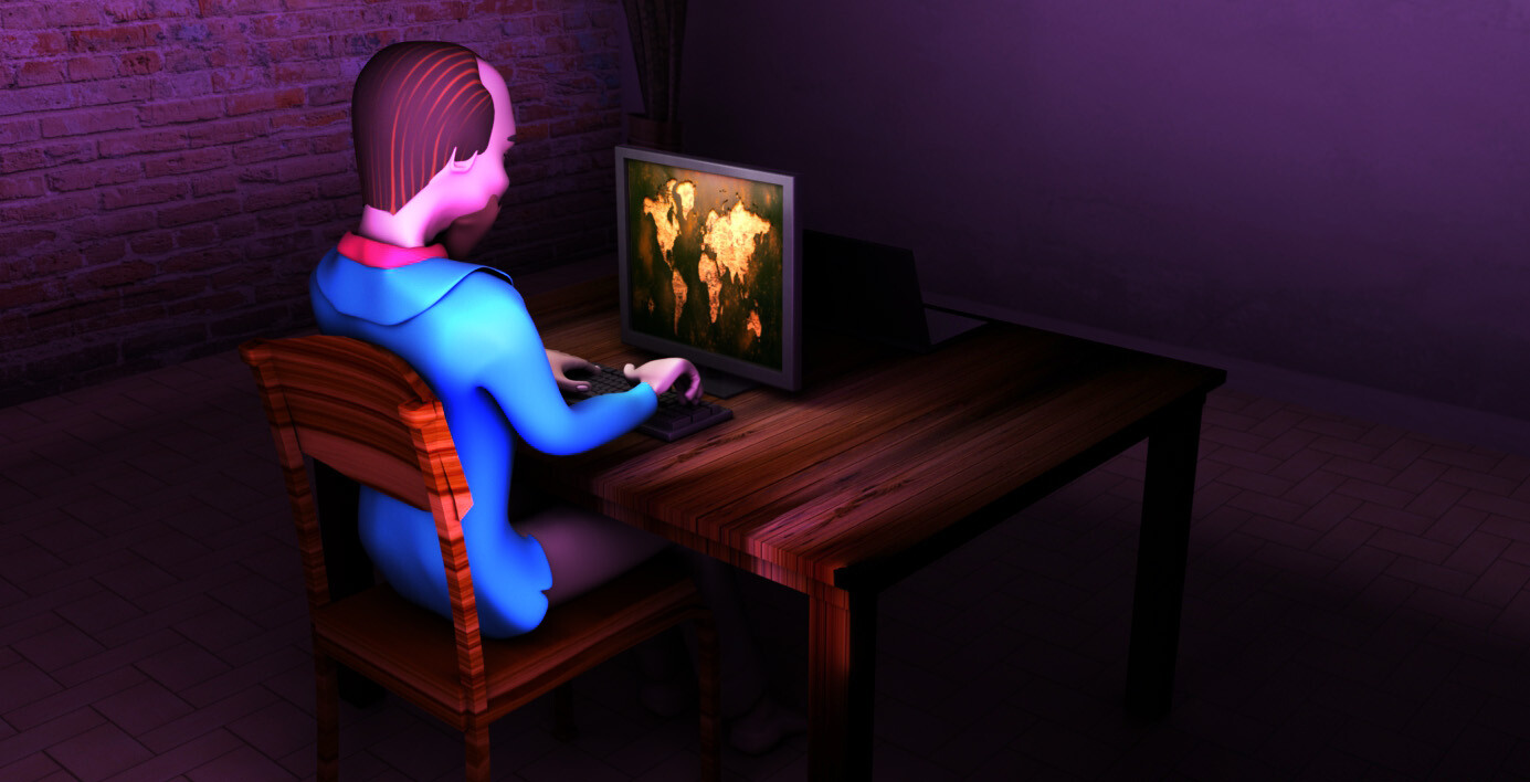 ArtStation - Chacter Model working on a computer