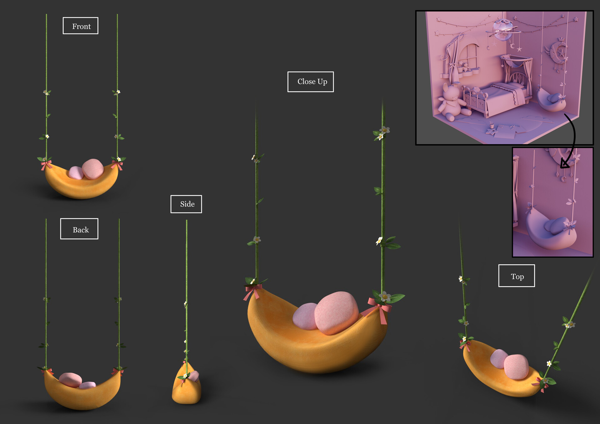 May Goh - WIP - Moon Bunny Orthographic Bedroom