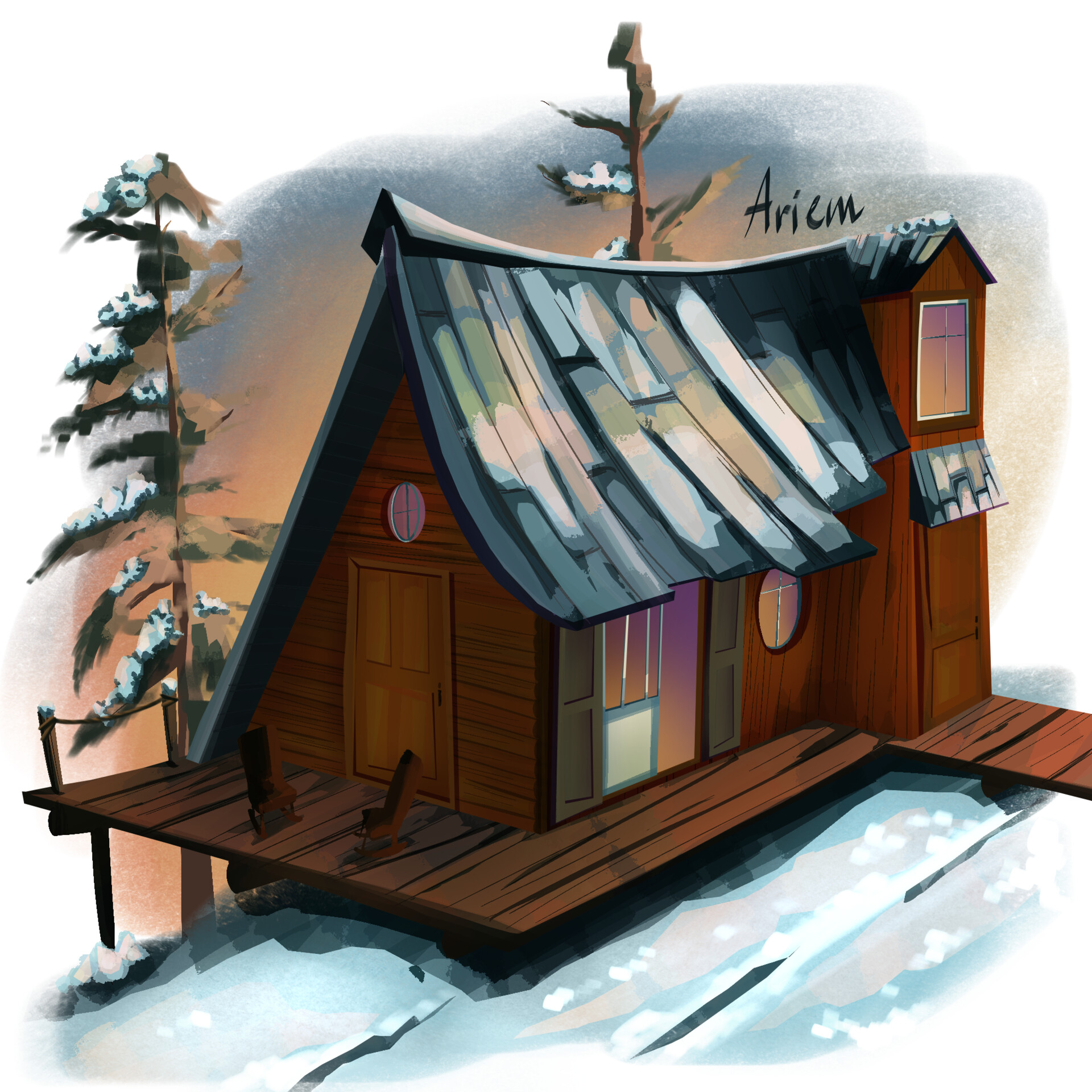ArtStation - Chalet in the mountains