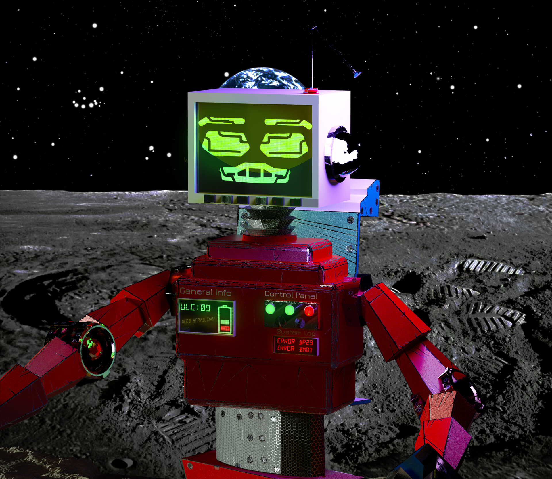 ArtStation - Robot and moon