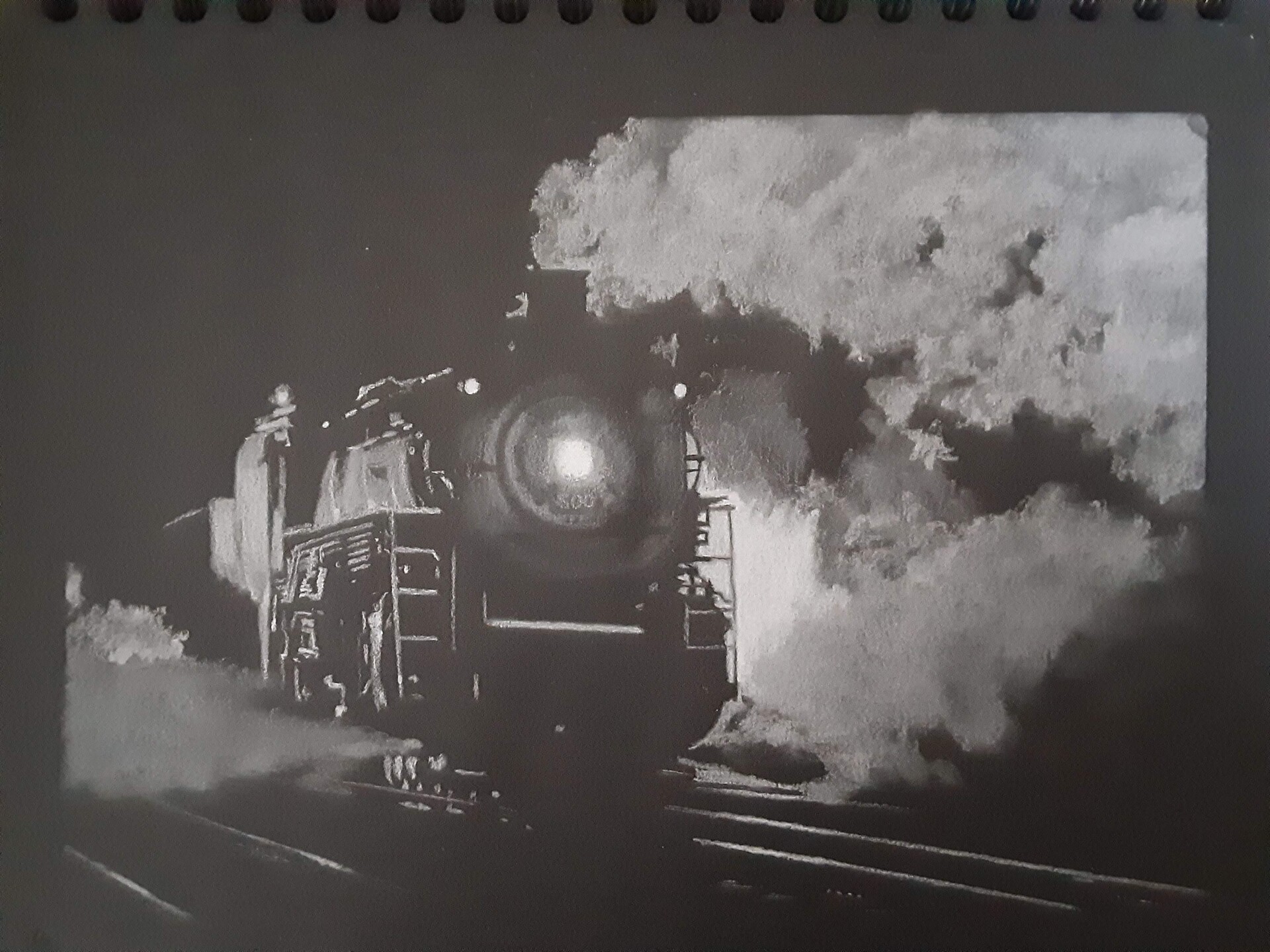 ArtStation - Pastel of a steam engine