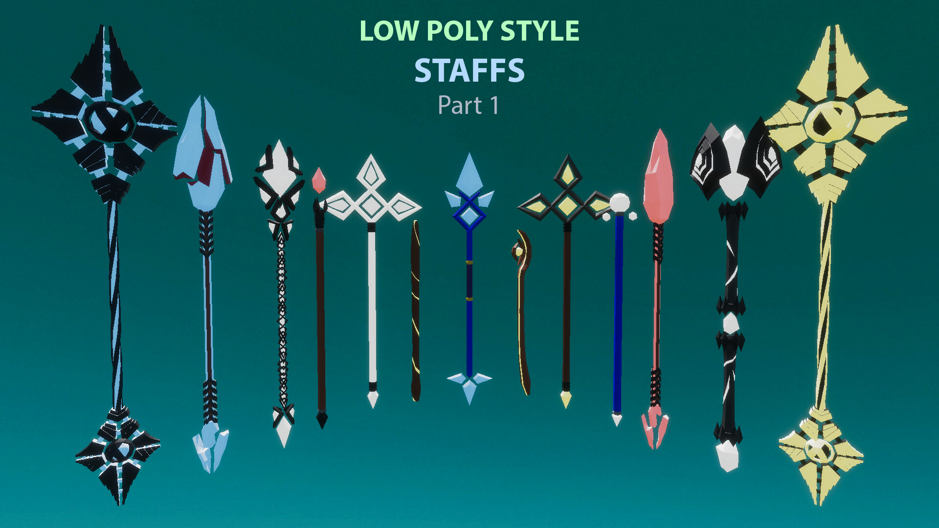 ArtStation - Low Poly Style Staffs Part 1