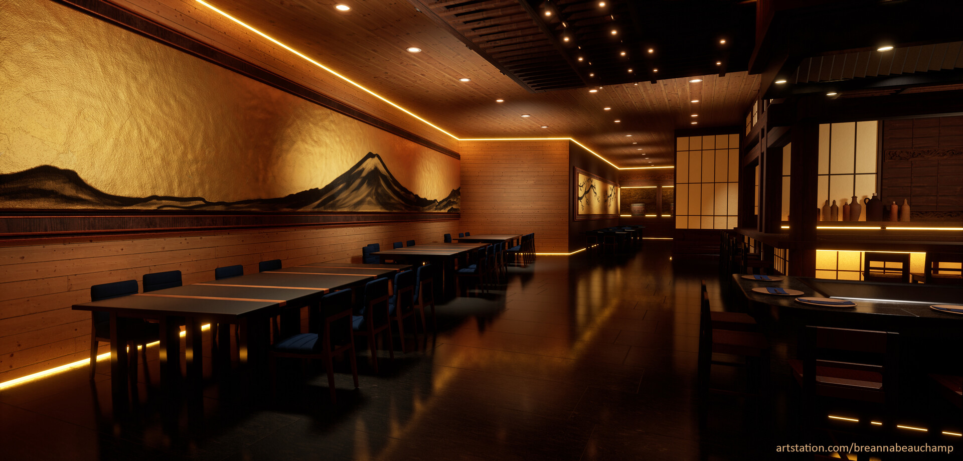 ArtStation - Nightscape Teppanyaki Grill ArchViz