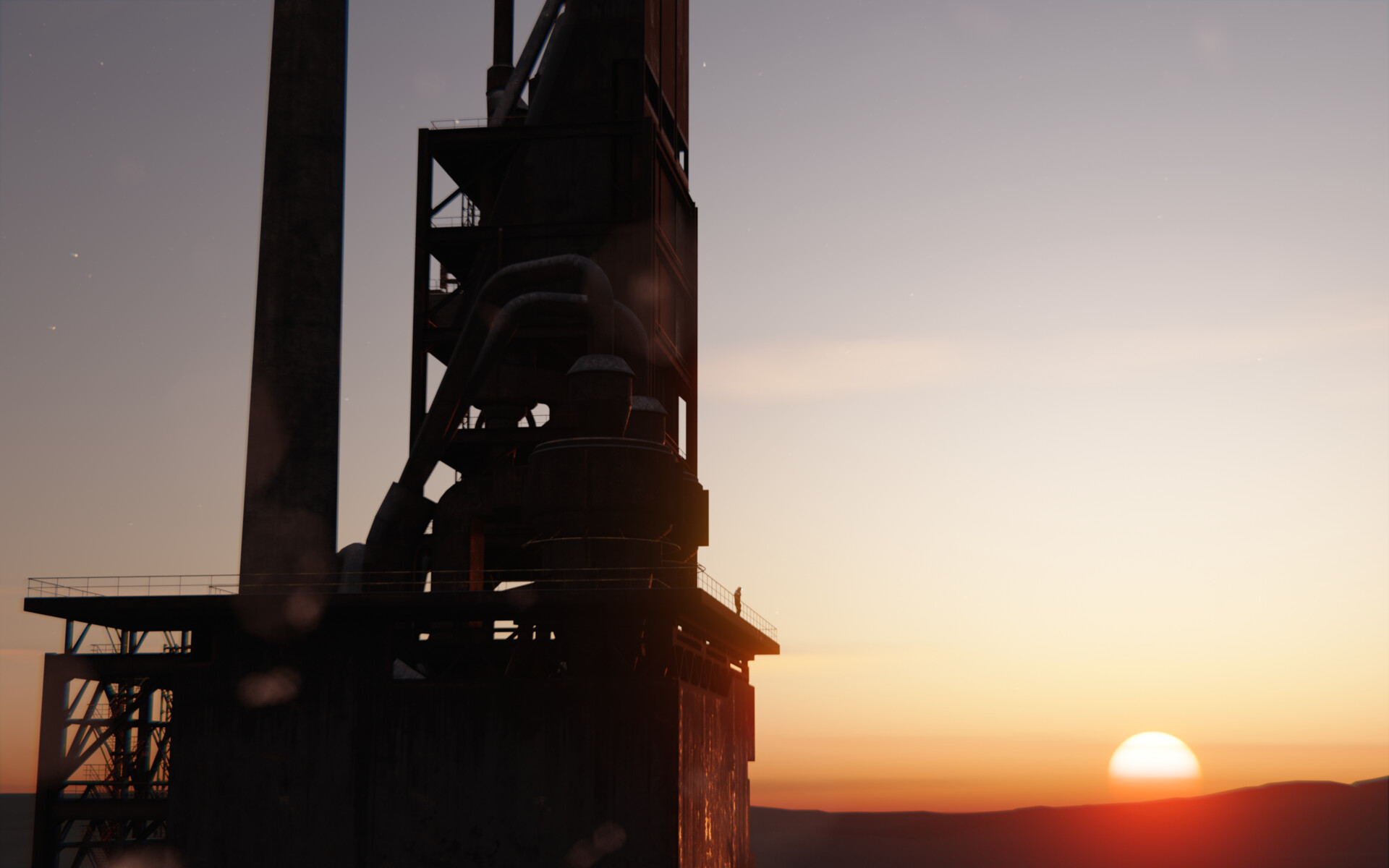 ArtStation - Sunset from factory.