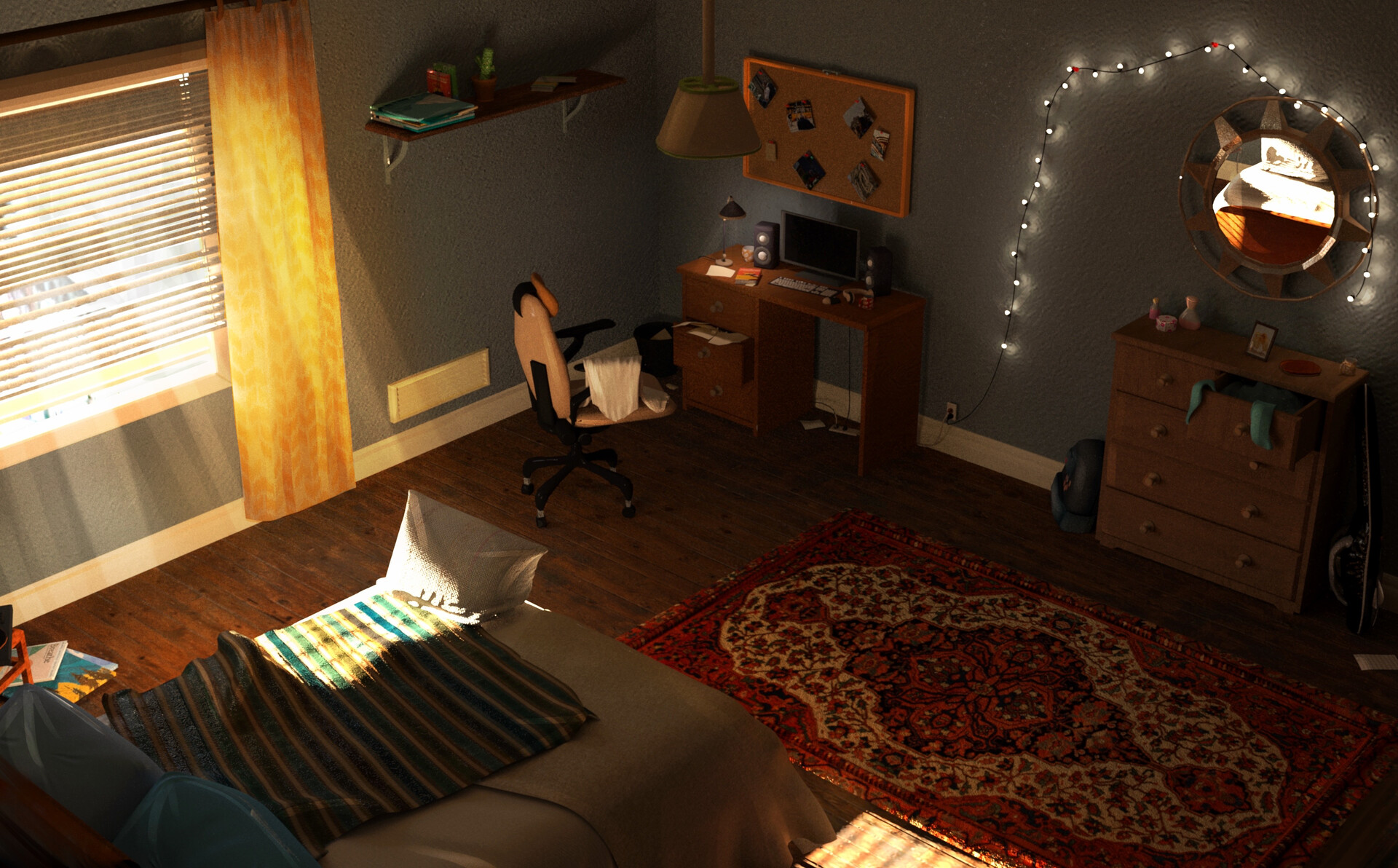 Anna Kovalchuk - Chaotic comfortable teen room environment