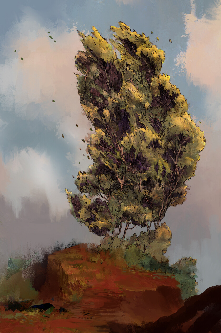 ArtStation - windy tree