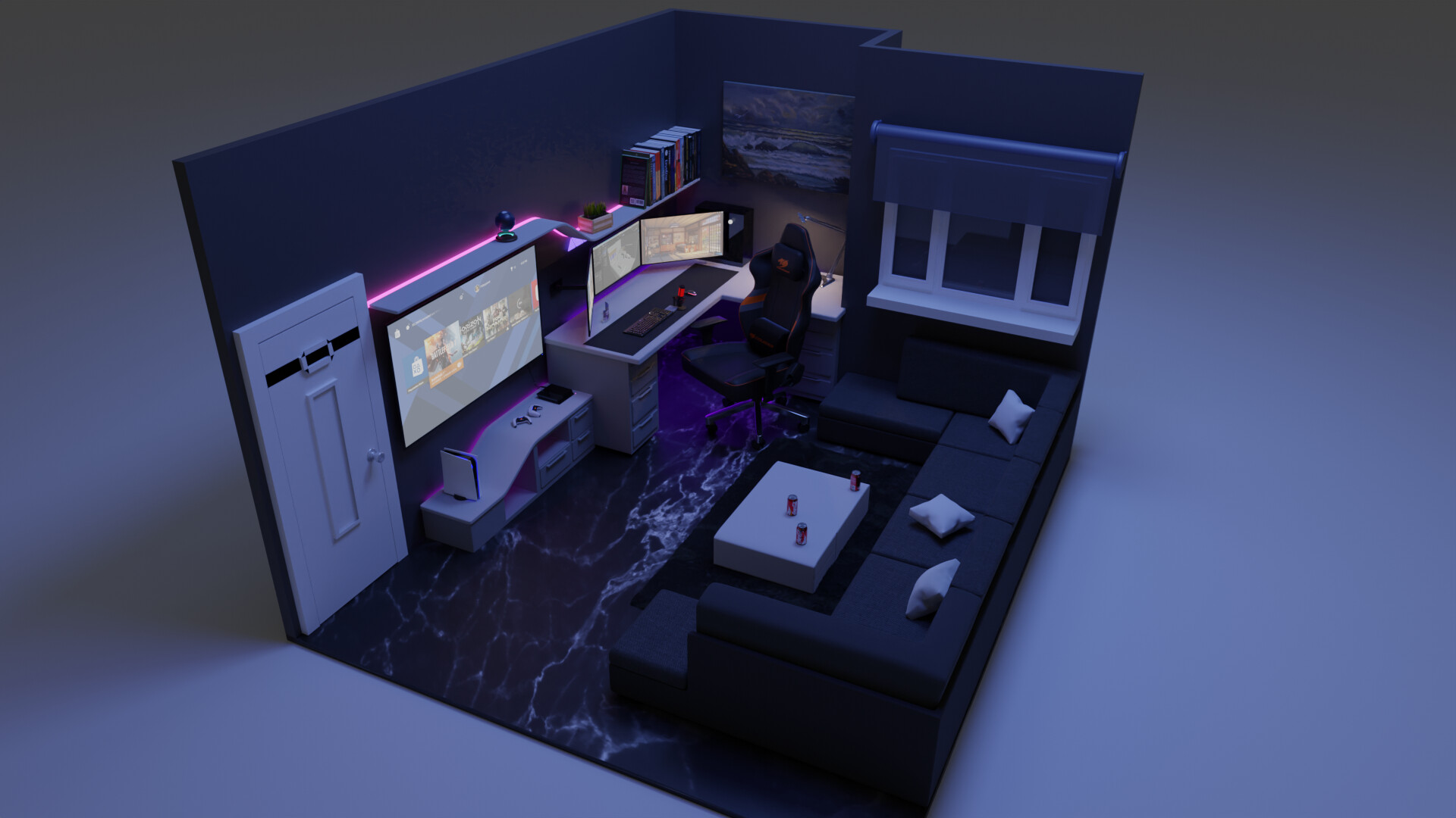 ArtStation - gaming room in blender