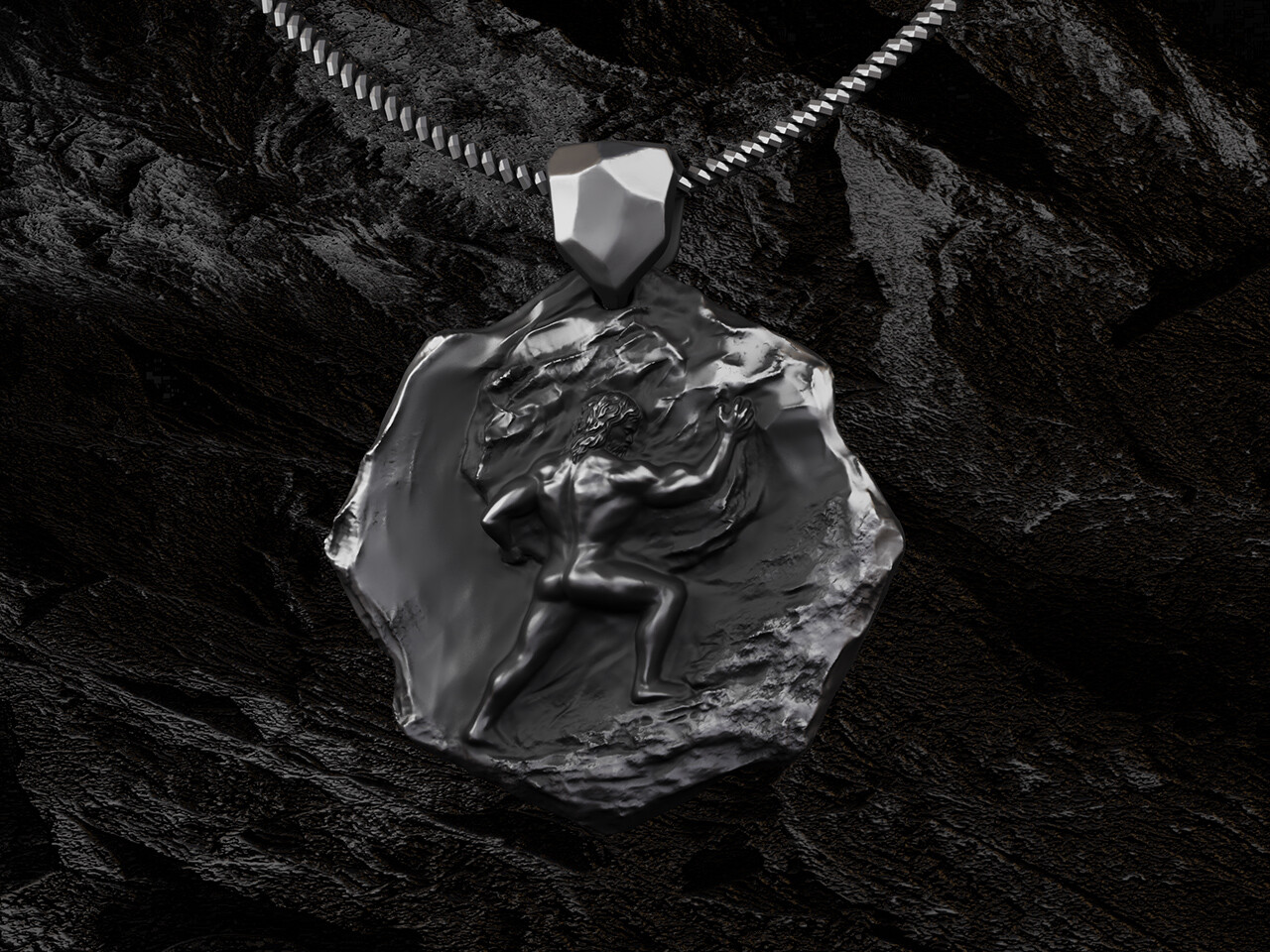 ArtStation - Sculptural Pendant with Relief of the mythical Sisyphus ...