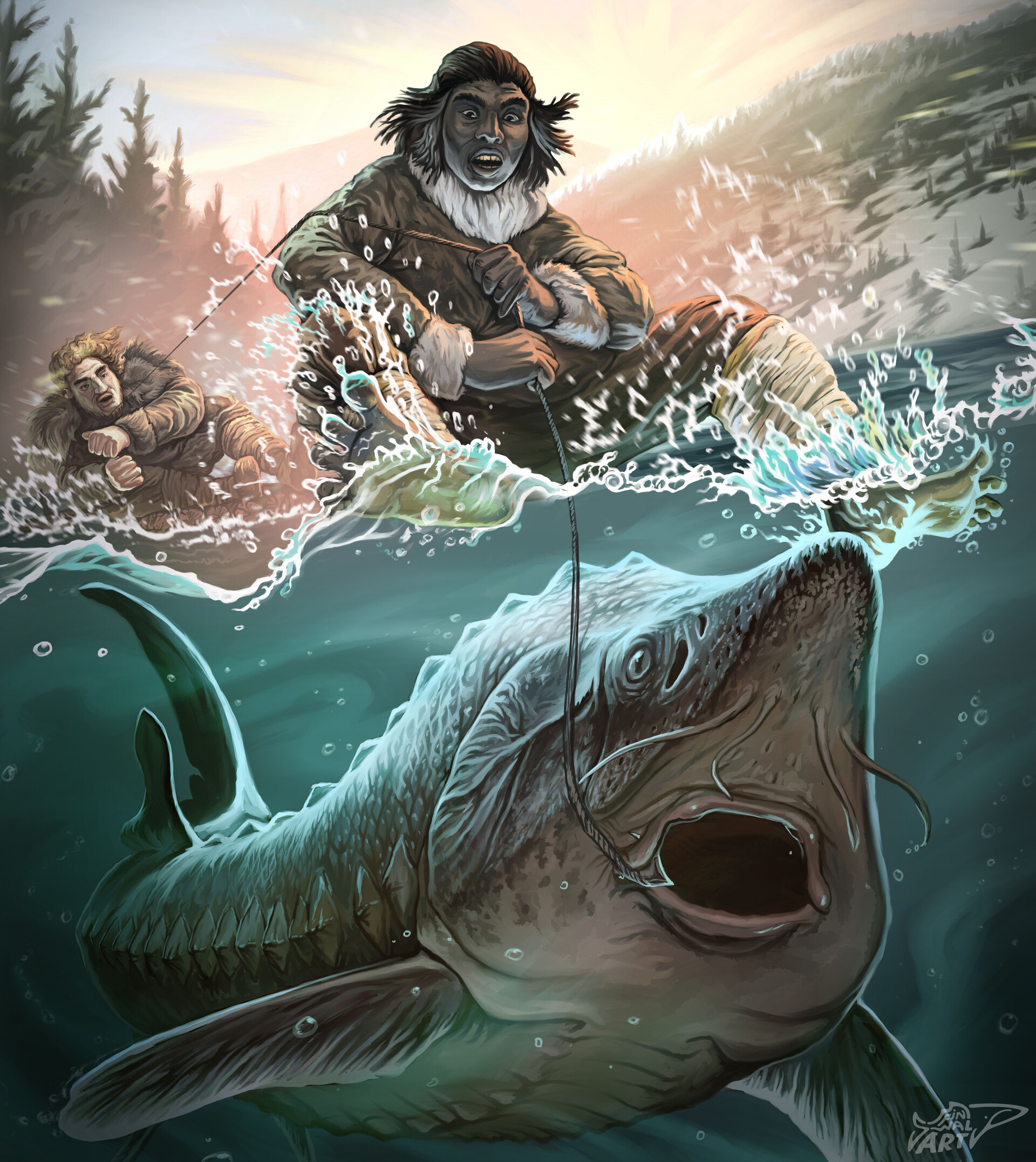 ArtStation - Commission: Siberian primal fishing