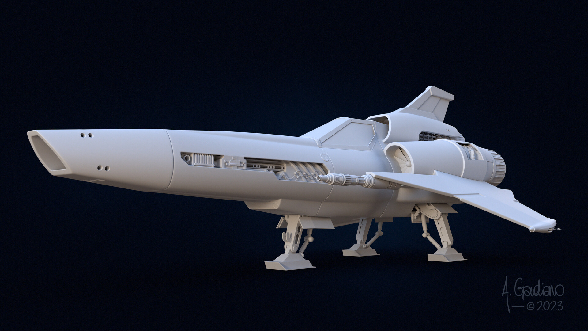 Alexandre Gaudiano - BSG - Colonial Viper Mark 2 || Modeling WIP #1