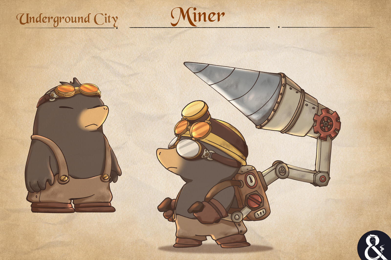 Bear & Pipe - Miner Concept Art