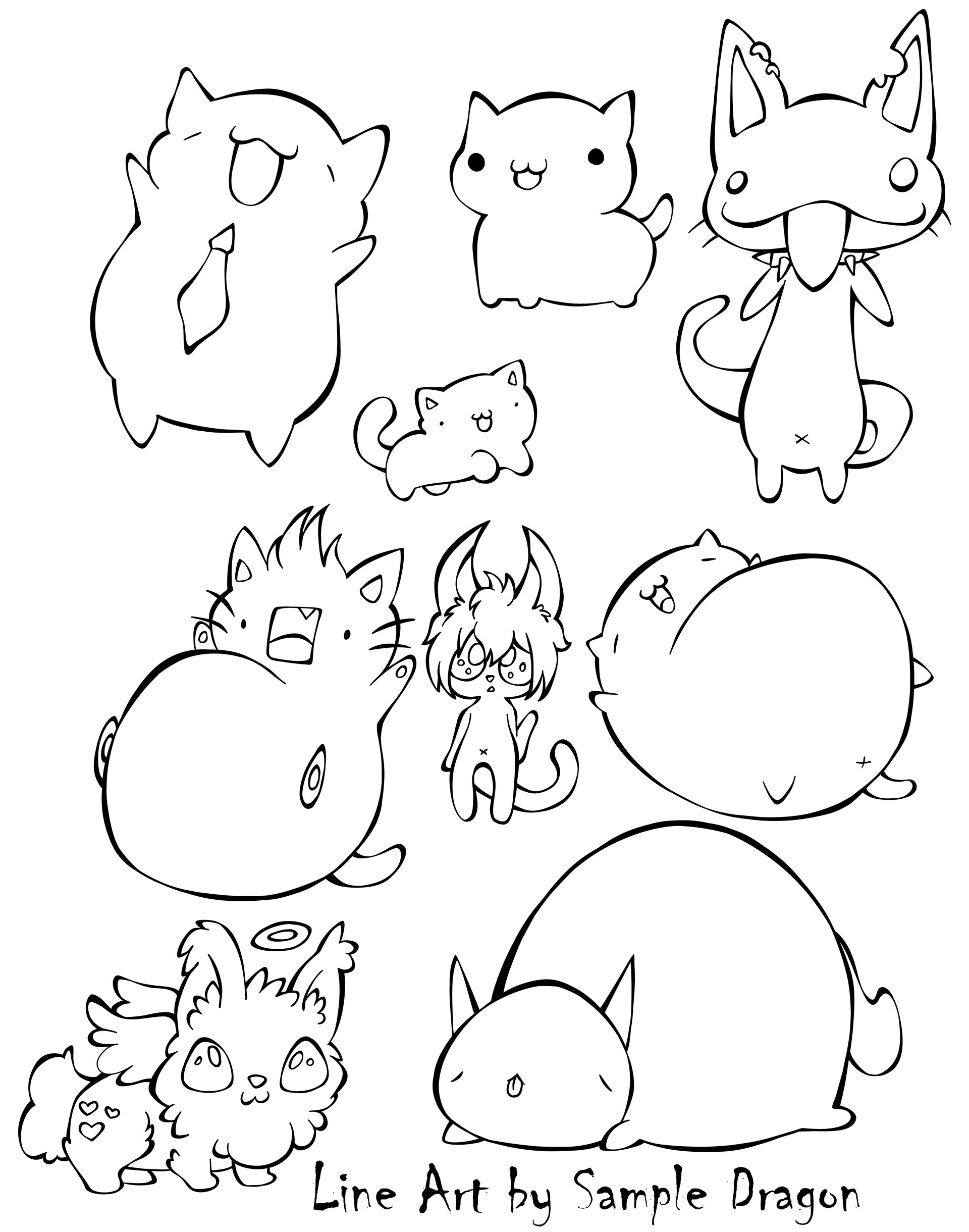 cat and dragon coloring pages