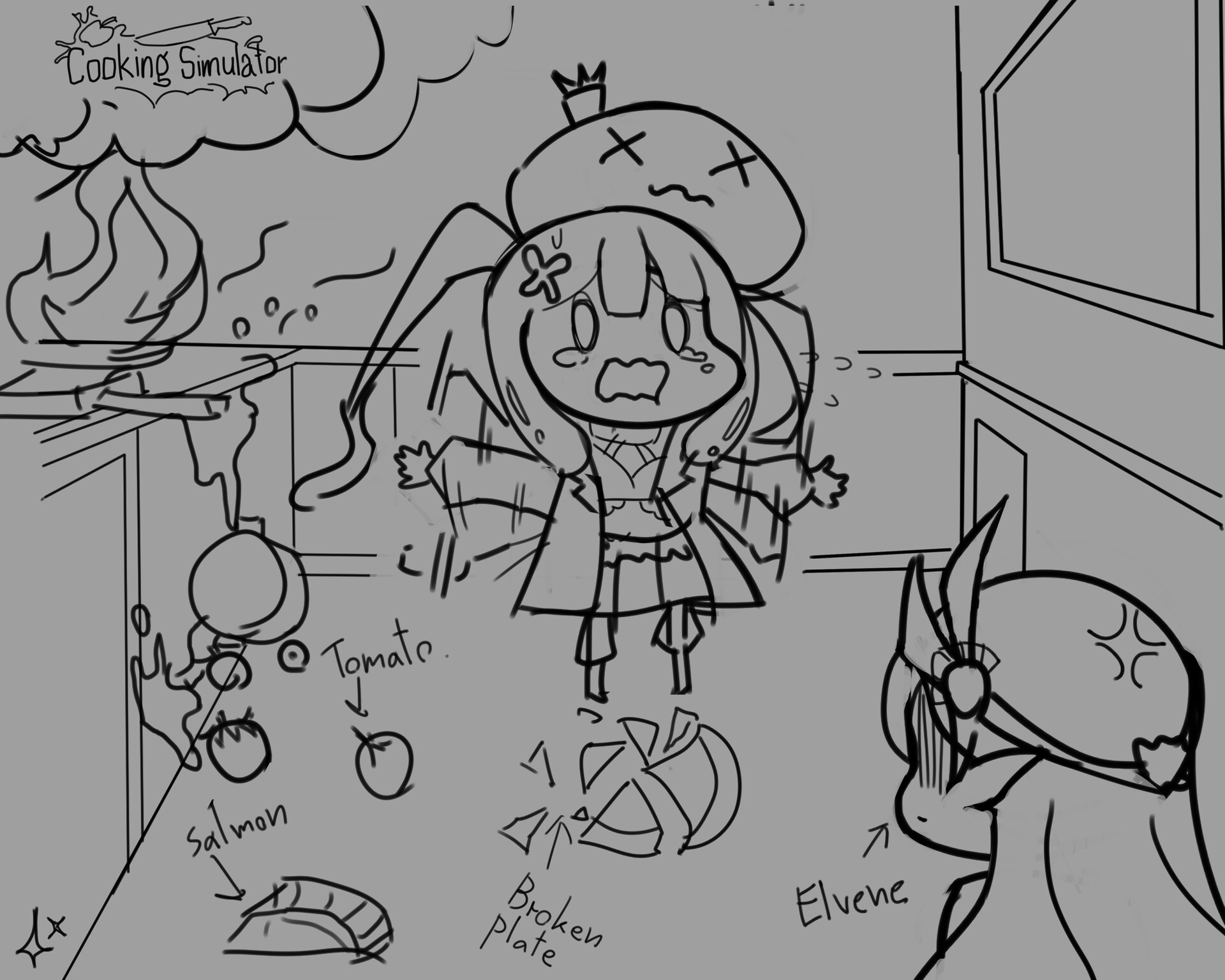 ArtStation - Pixela Vtuber meme lineart