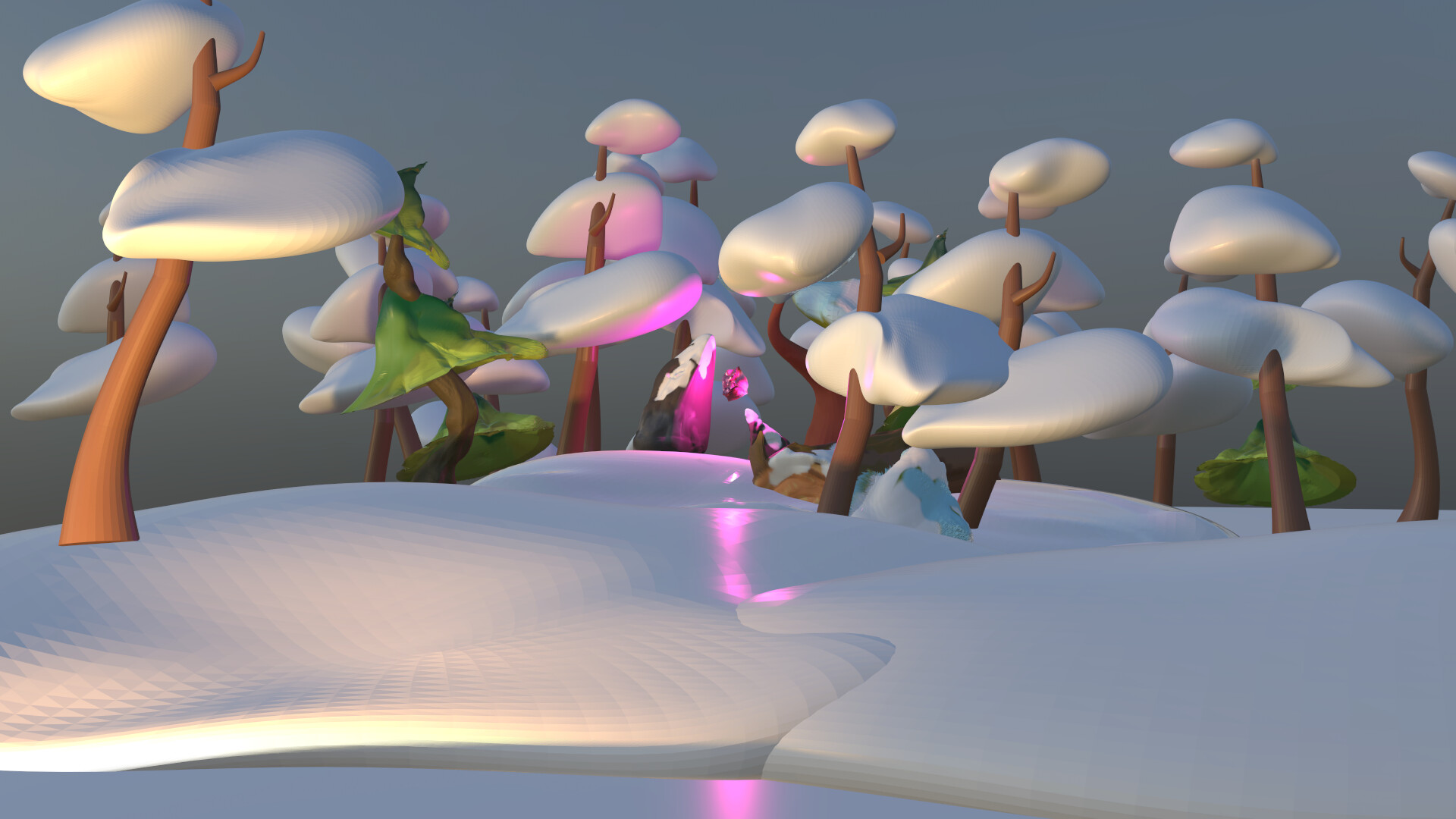 ArtStation - Snow forest 3D scene