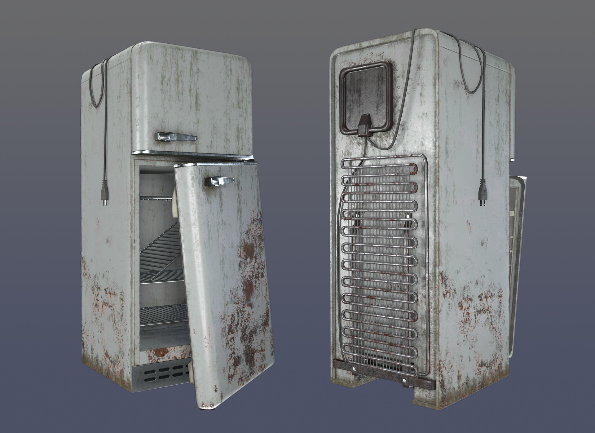 ArtStation - Old Broken Rusty Fridge