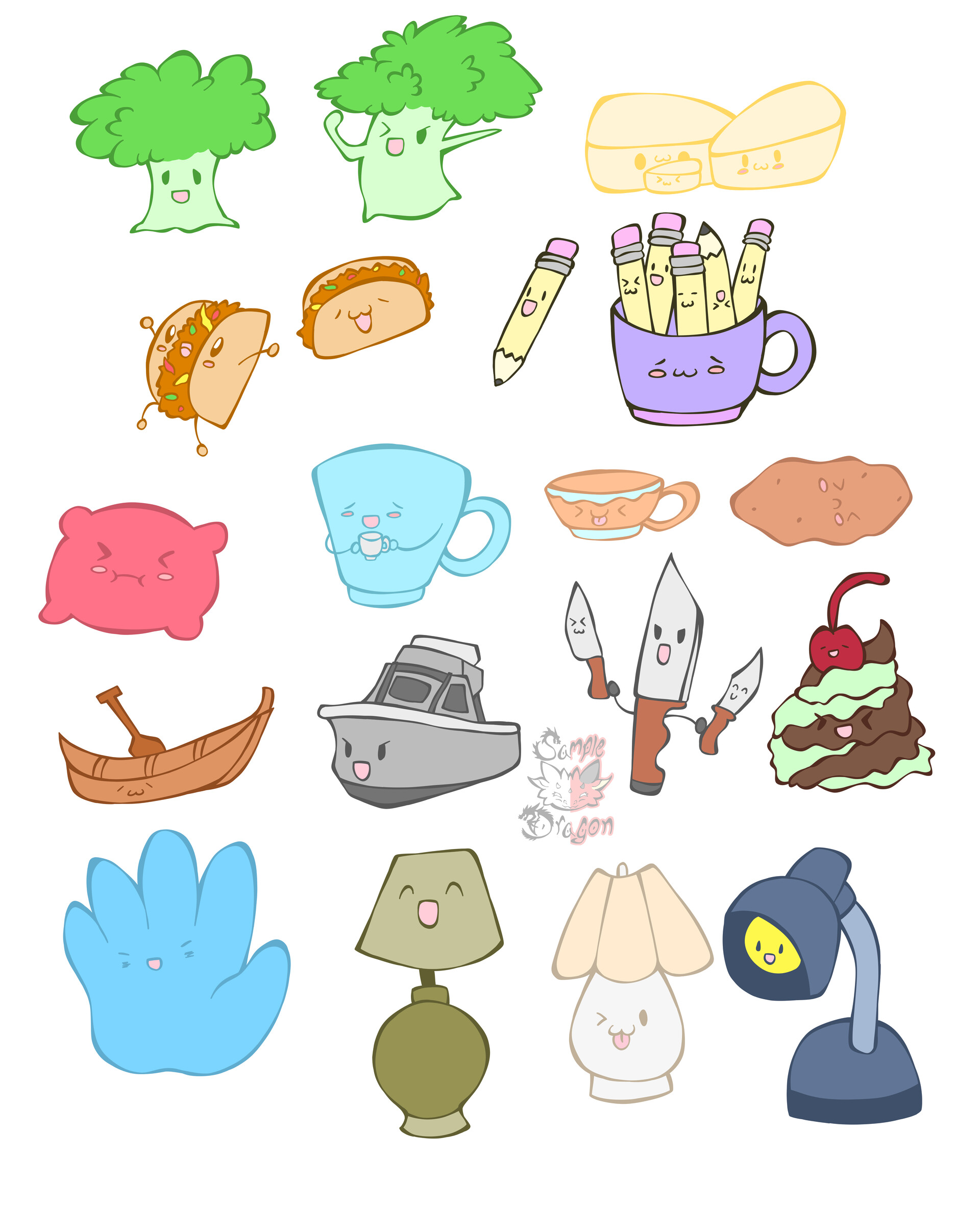 ArtStation - Chibi Objects Page Coloring Page Free2Use