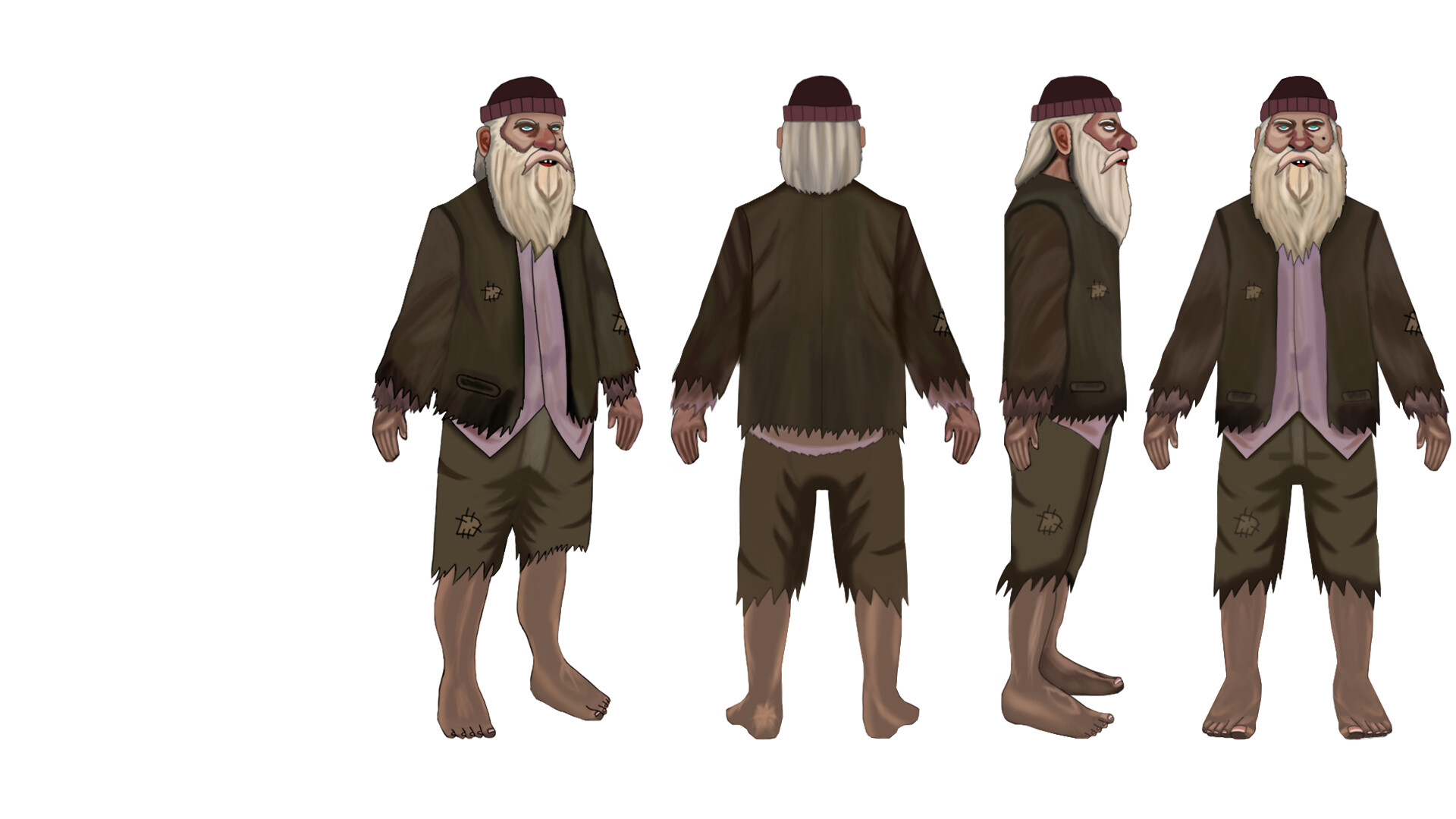 ArtStation - Bearded hobo character design