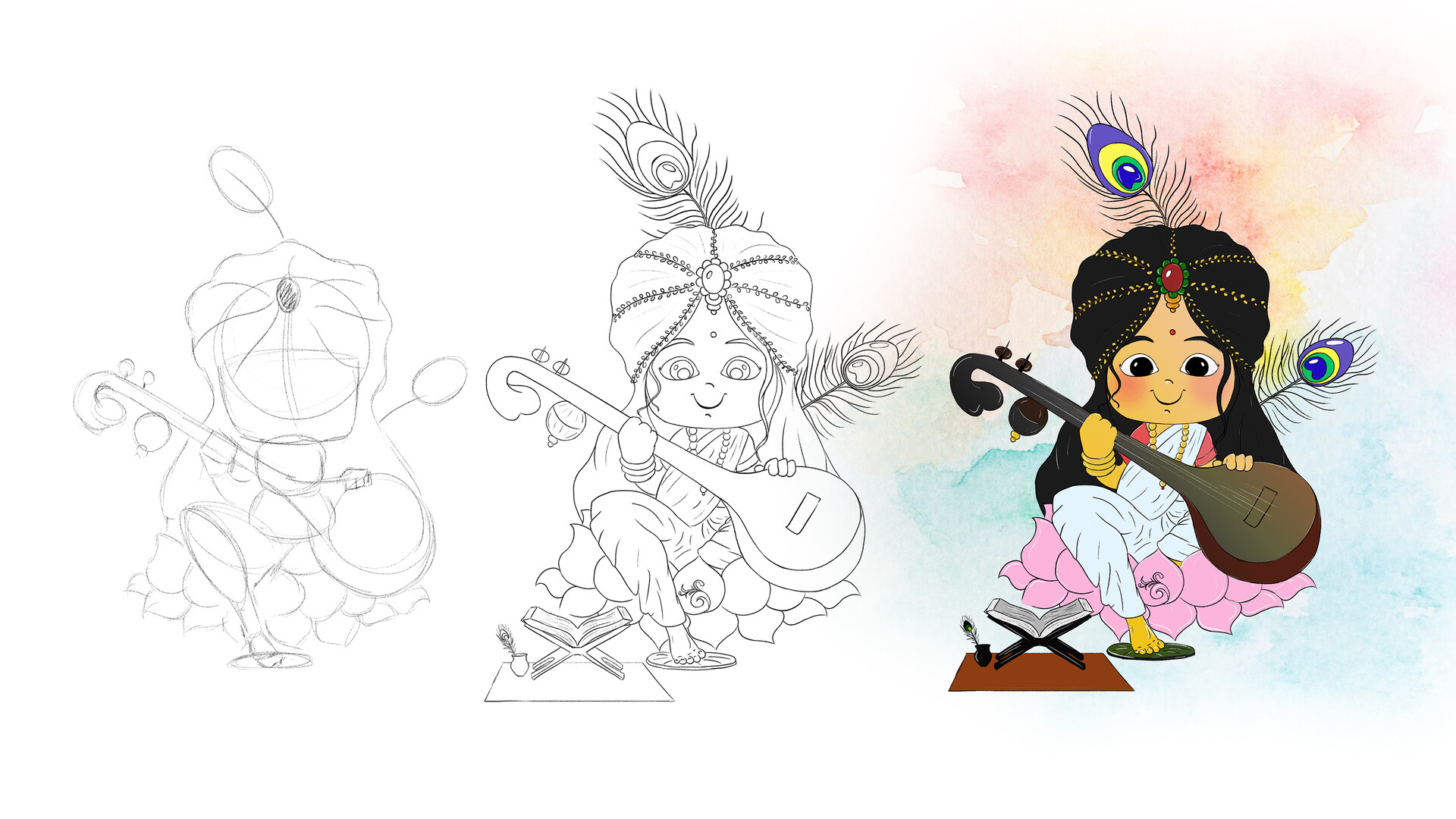 saraswati maa coloring pages