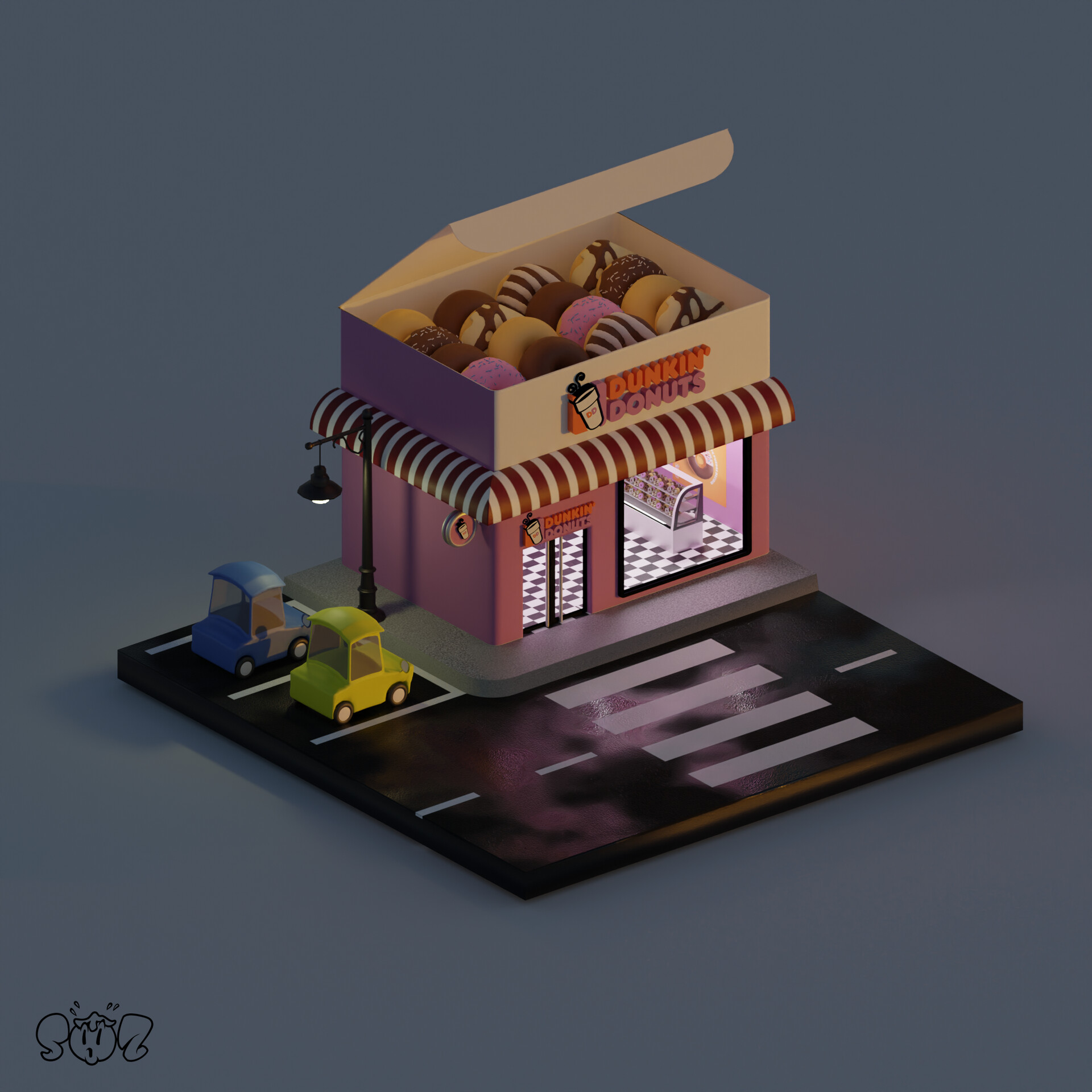 ArtStation - ISOMETRIC DUNKIN DONUTS
