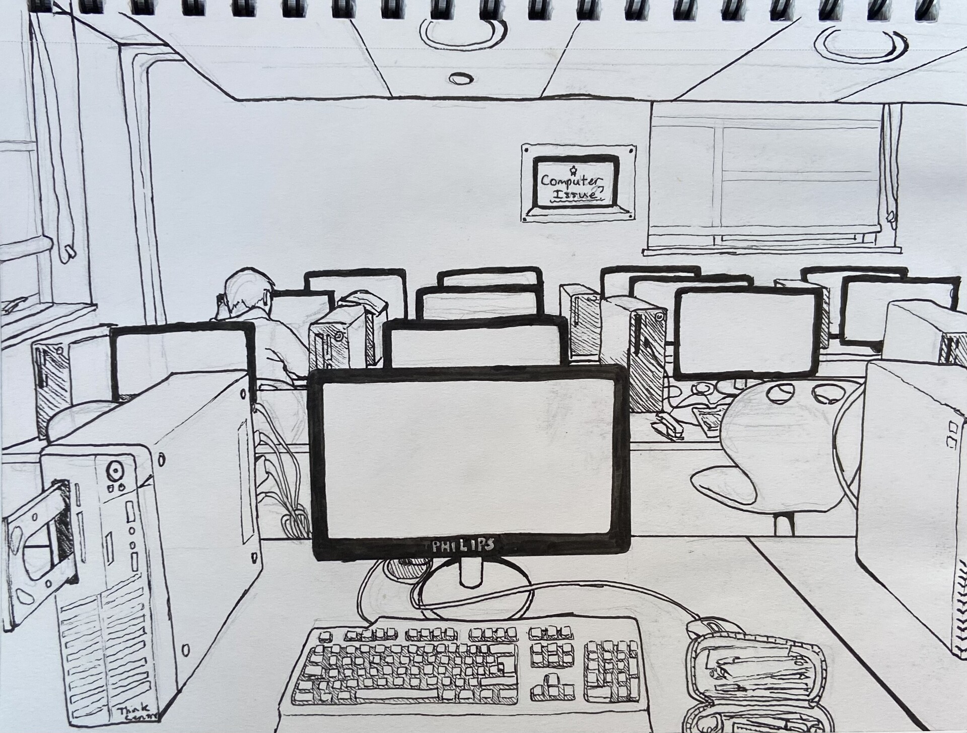 school computer room drawing