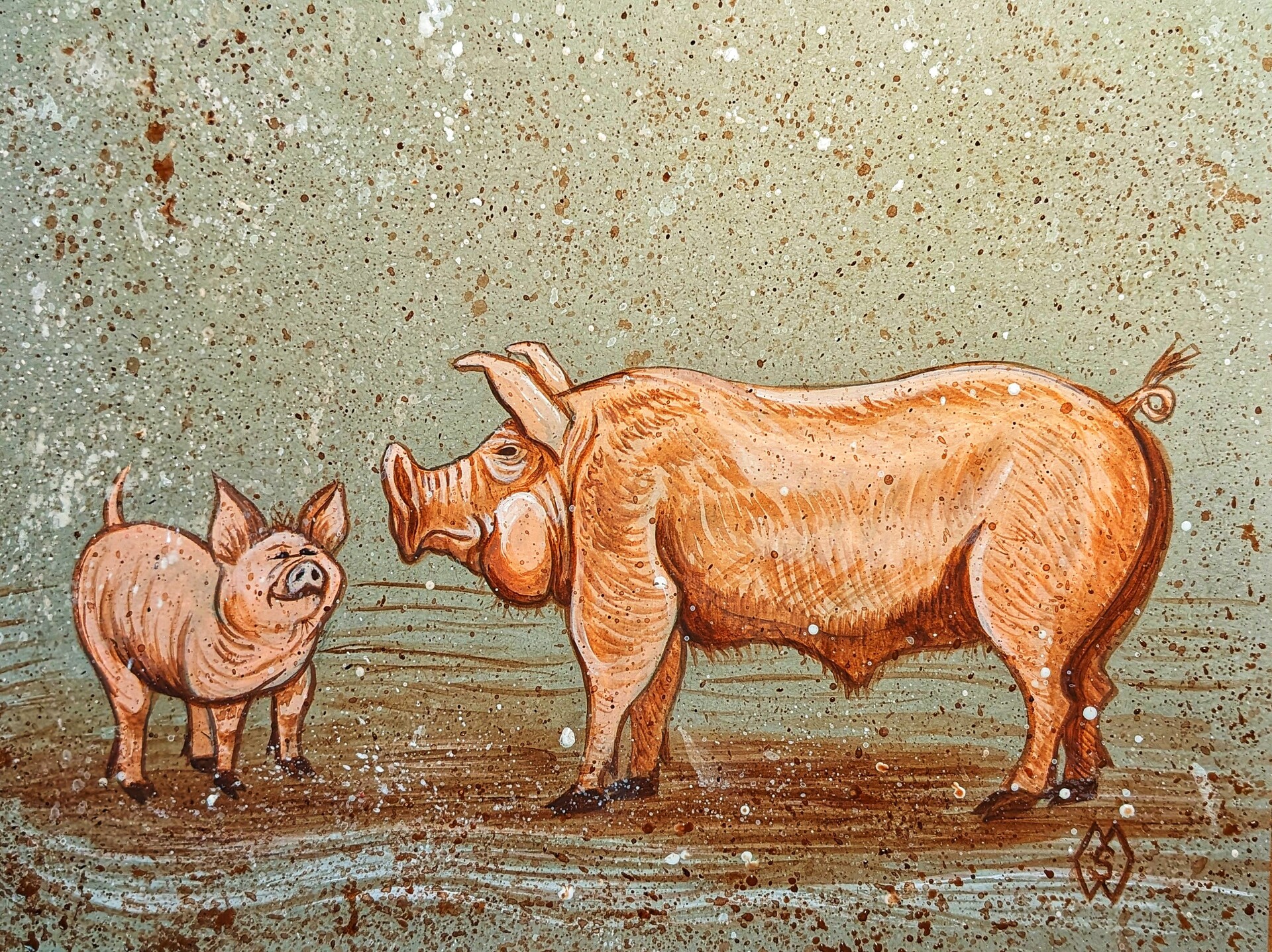 ArtStation - PIgs playing in the mud