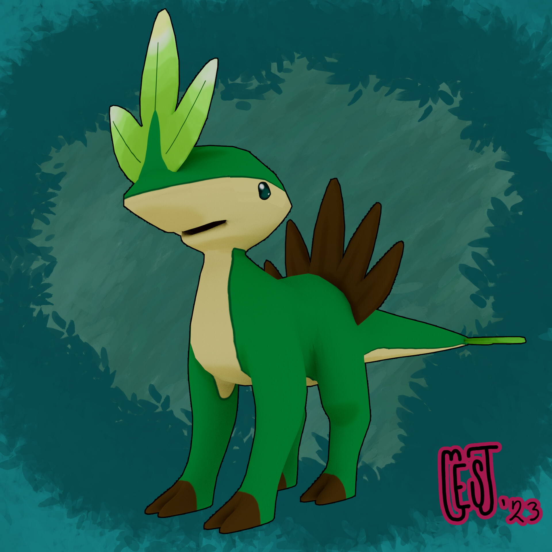 ArtStation - dino plant fakemon evolution